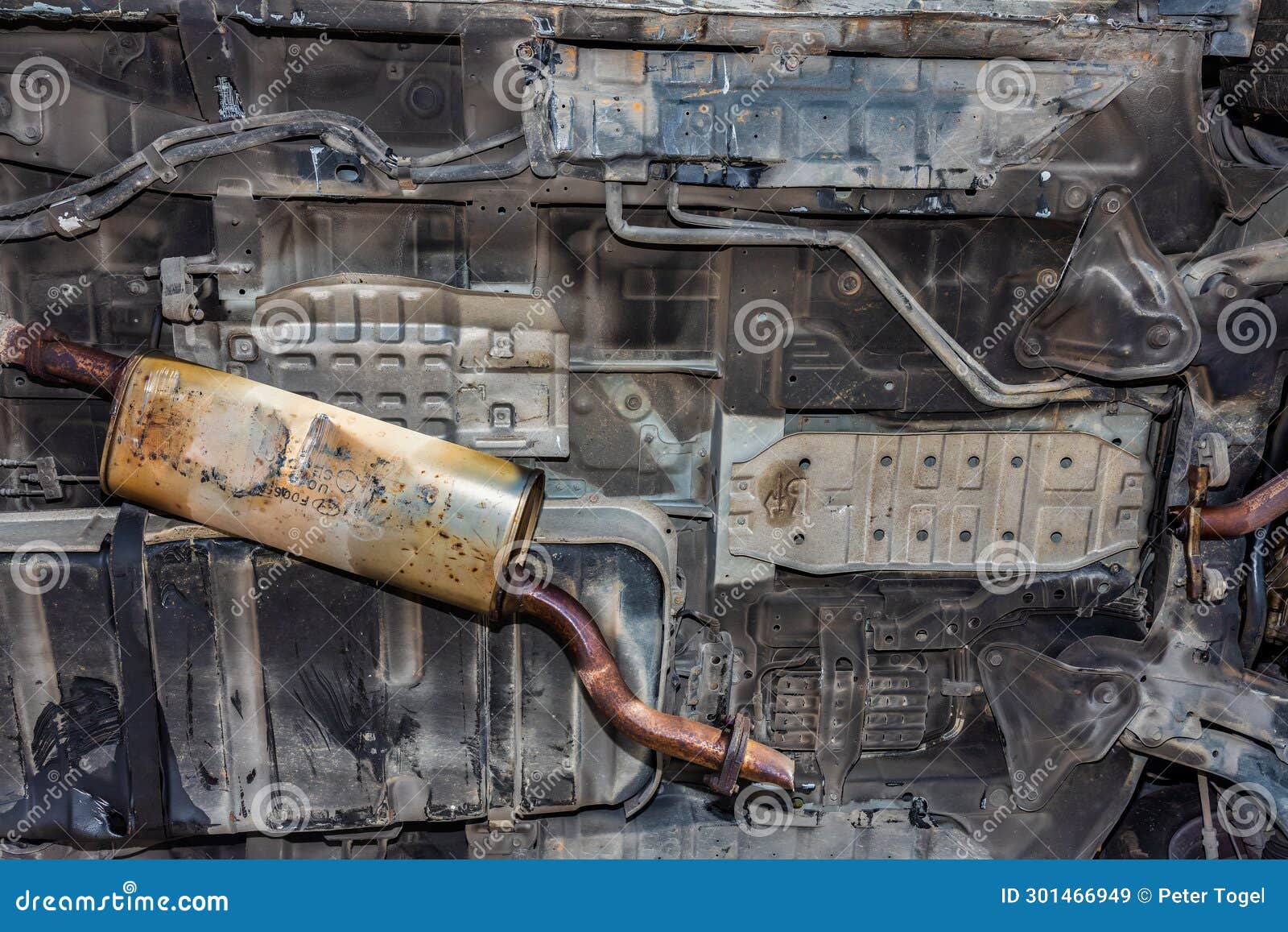 Car Accident Damage: Close-up of Vehicle Underside Texture Stock Image ...