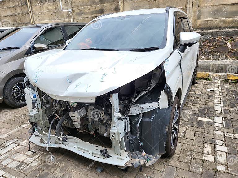 A Car after the Accident Destroyed the Front Stock Image - Image of ...