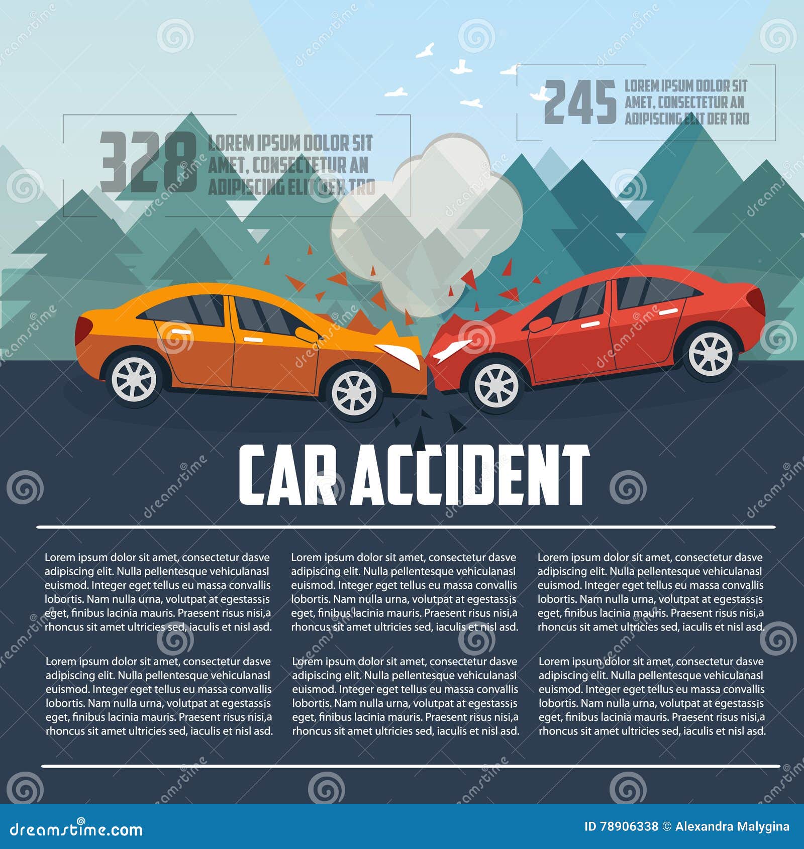 Car accident infographics. stock vector. Illustration of disaster ...