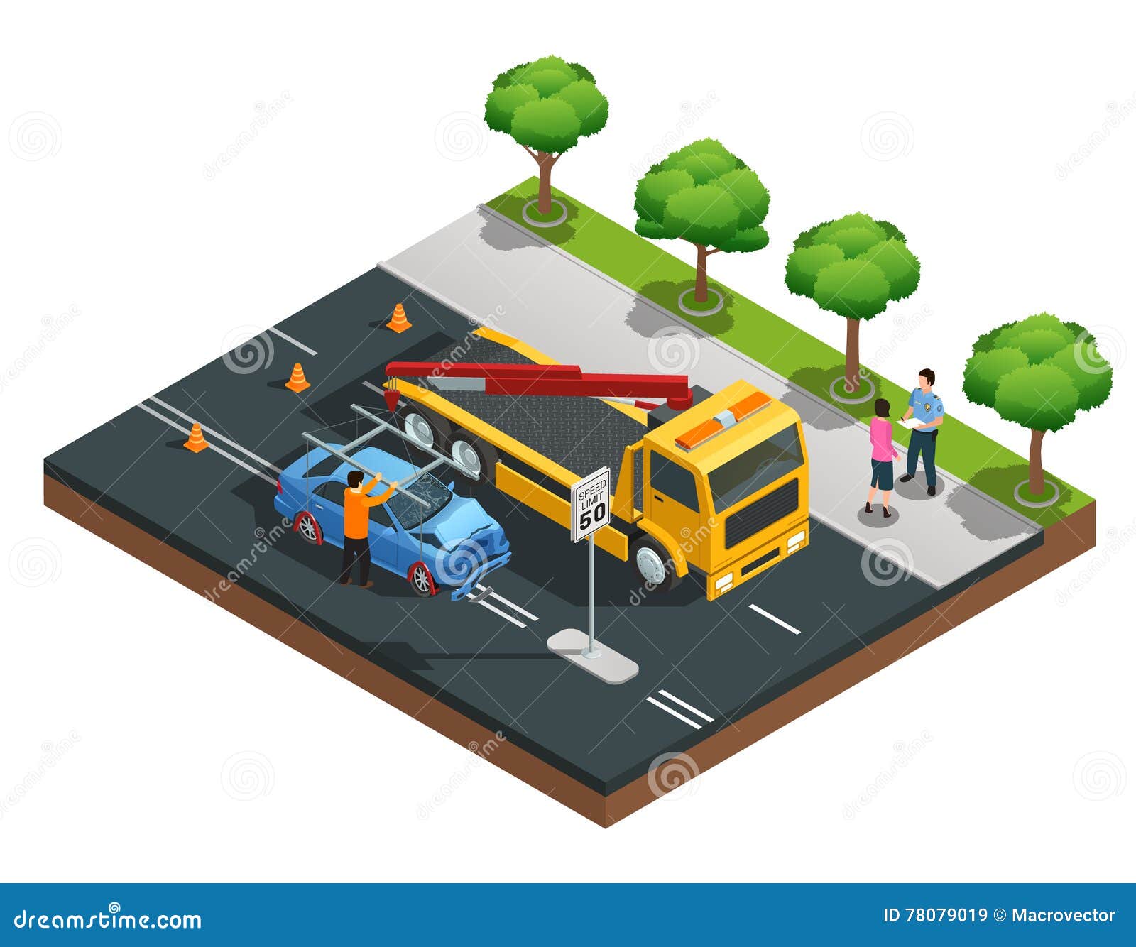 Car Accident Isometric Composition Stock Vector - Illustration of crash ...