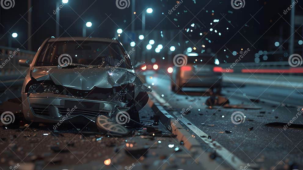Car accident at night stock photo. Image of fast, street - 320076232