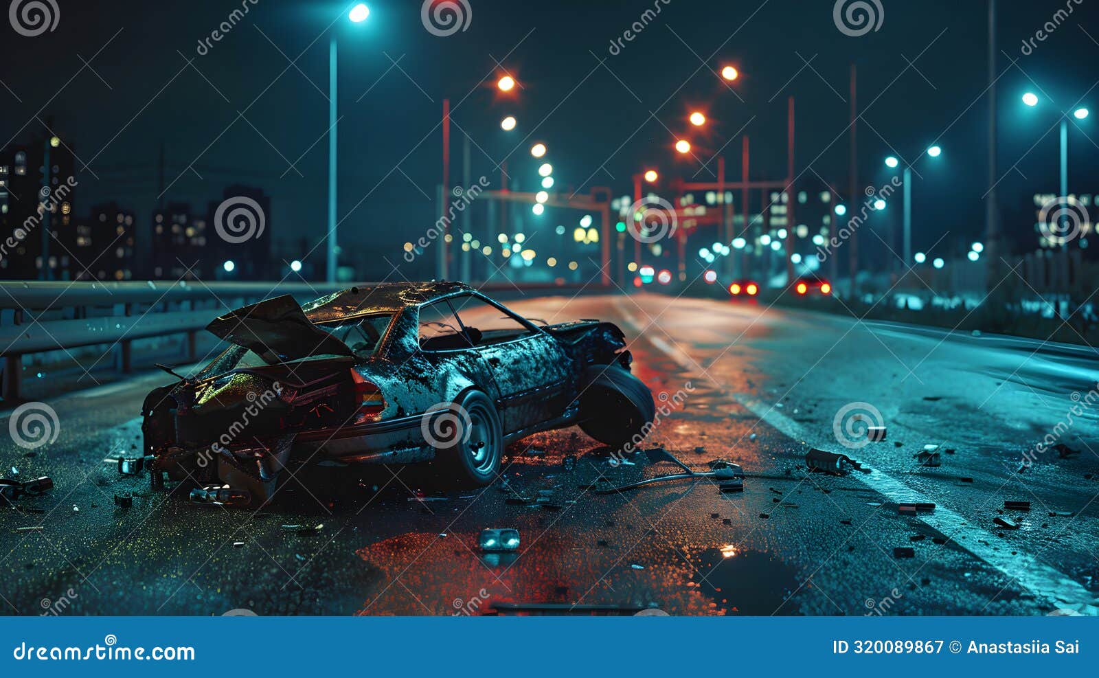 Car accident at night stock image. Image of blur, speed - 320089867