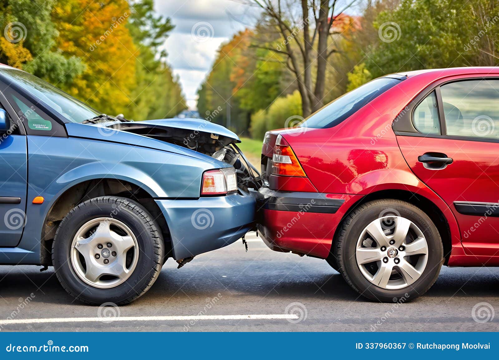 Car Accident: Rear-End Collision on the Road Stock Illustration ...