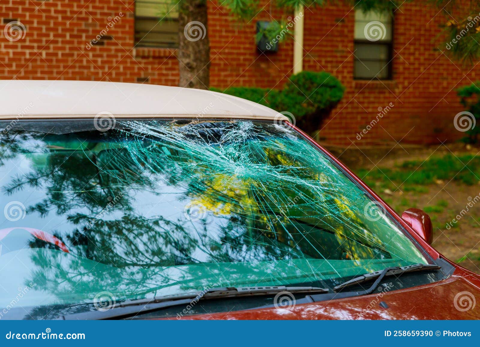 A Car Accident Resulted in a Broken Windshield on the Driver S Side ...