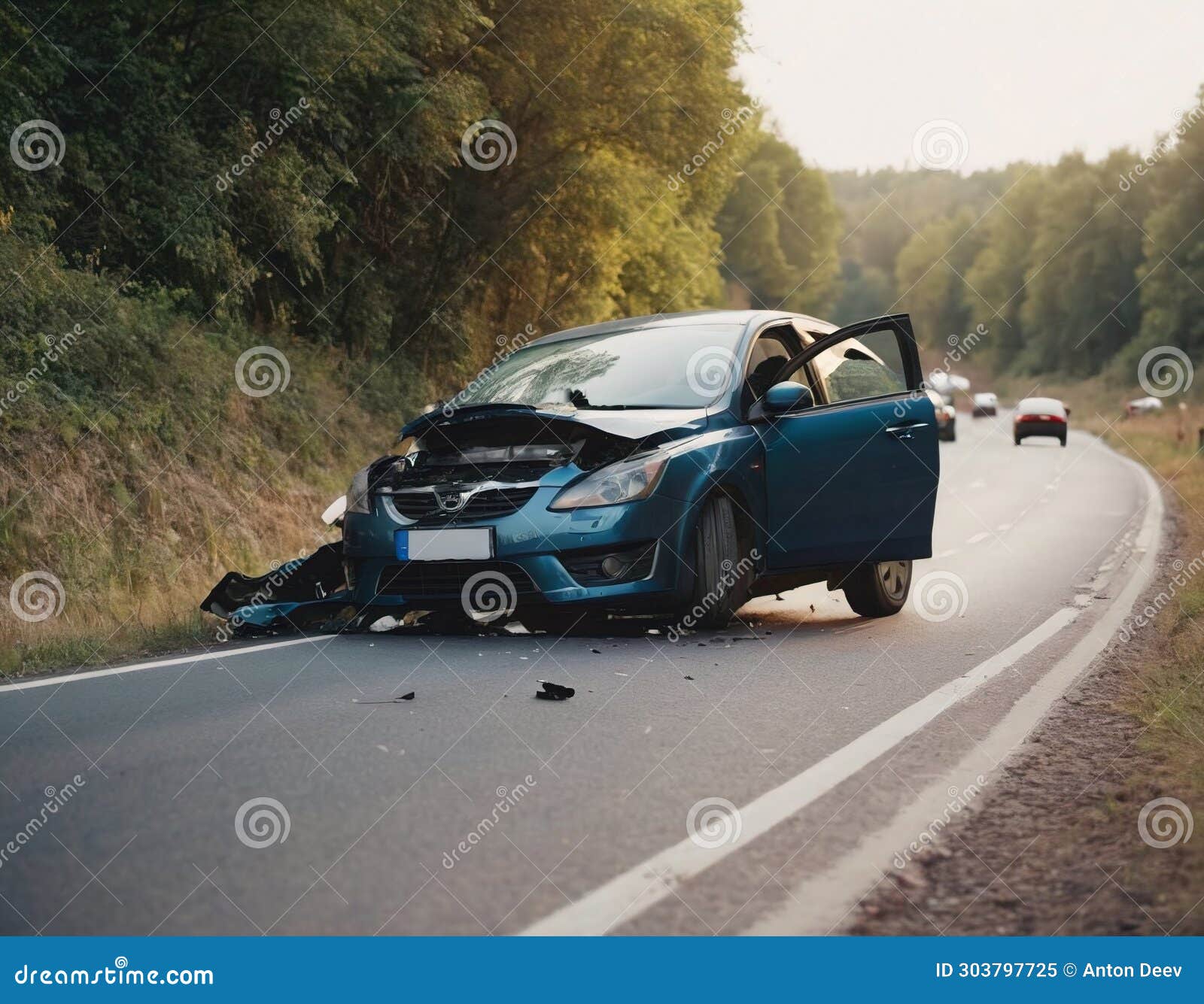 Car Accident on the Road after Collision with Another Car on the Road ...