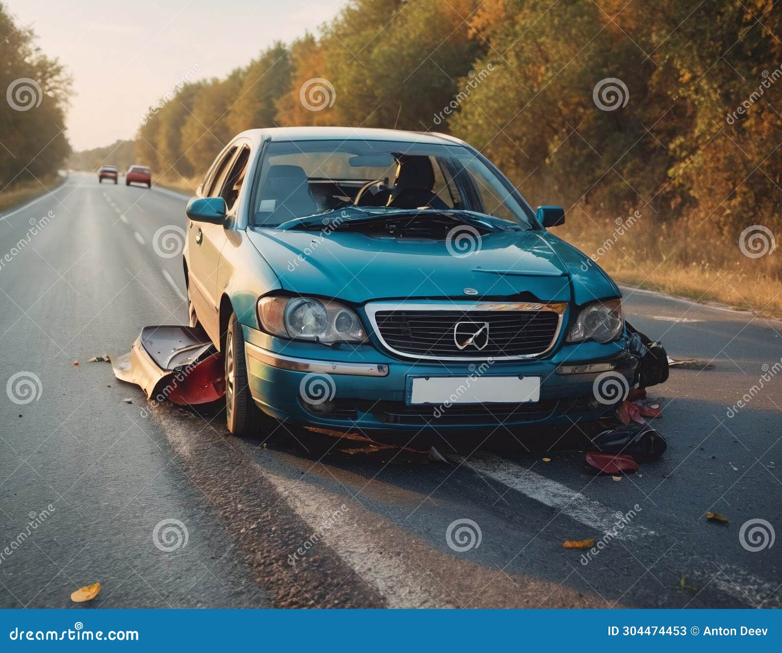 Car Accident on the Road after Collision with Another Car on the Road ...