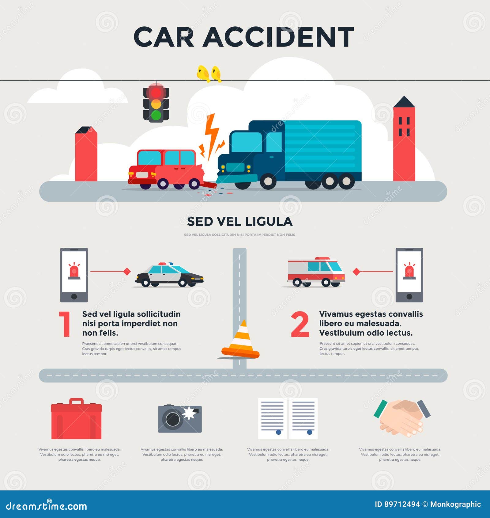 Car Accident on the Road. Infographics. Stock Vector - Illustration of ...