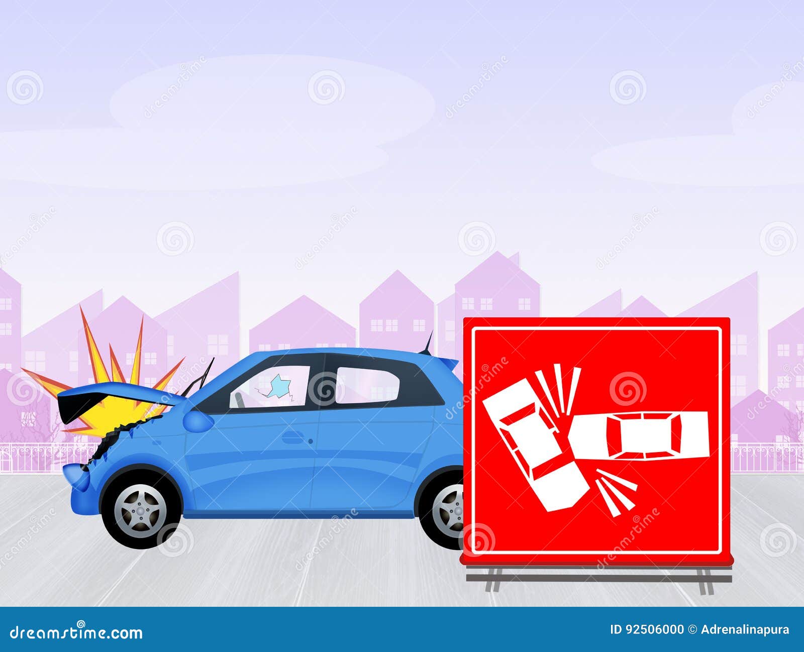 Car accident sign stock illustration. Illustration of light - 92506000