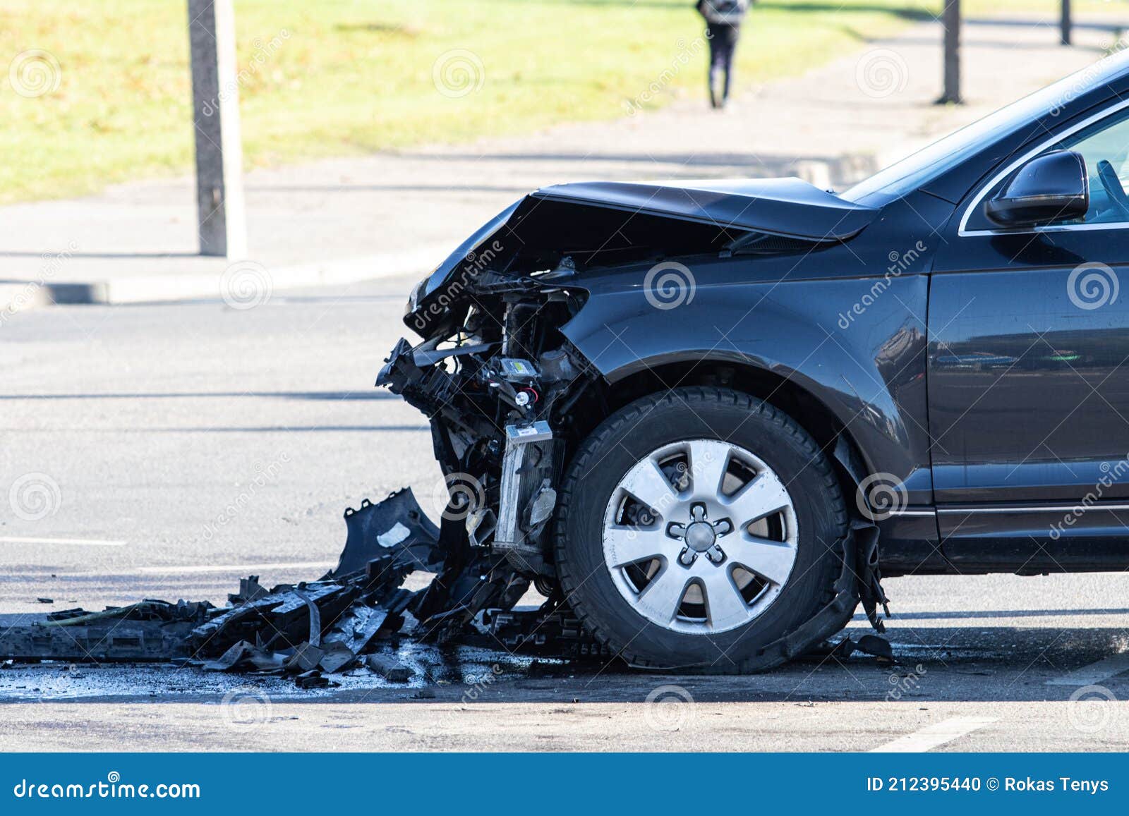 Car Accident in the Street. Smashed Auto after Car Collision Stock ...
