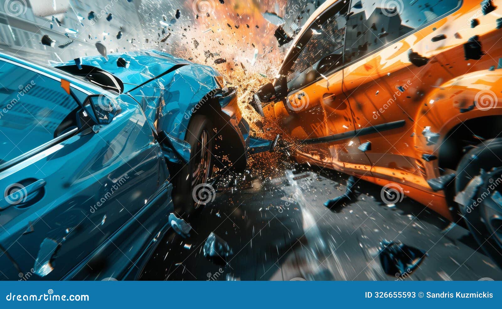 Car Accident with Two Cars Colliding. Generative AI. Stock Illustration ...