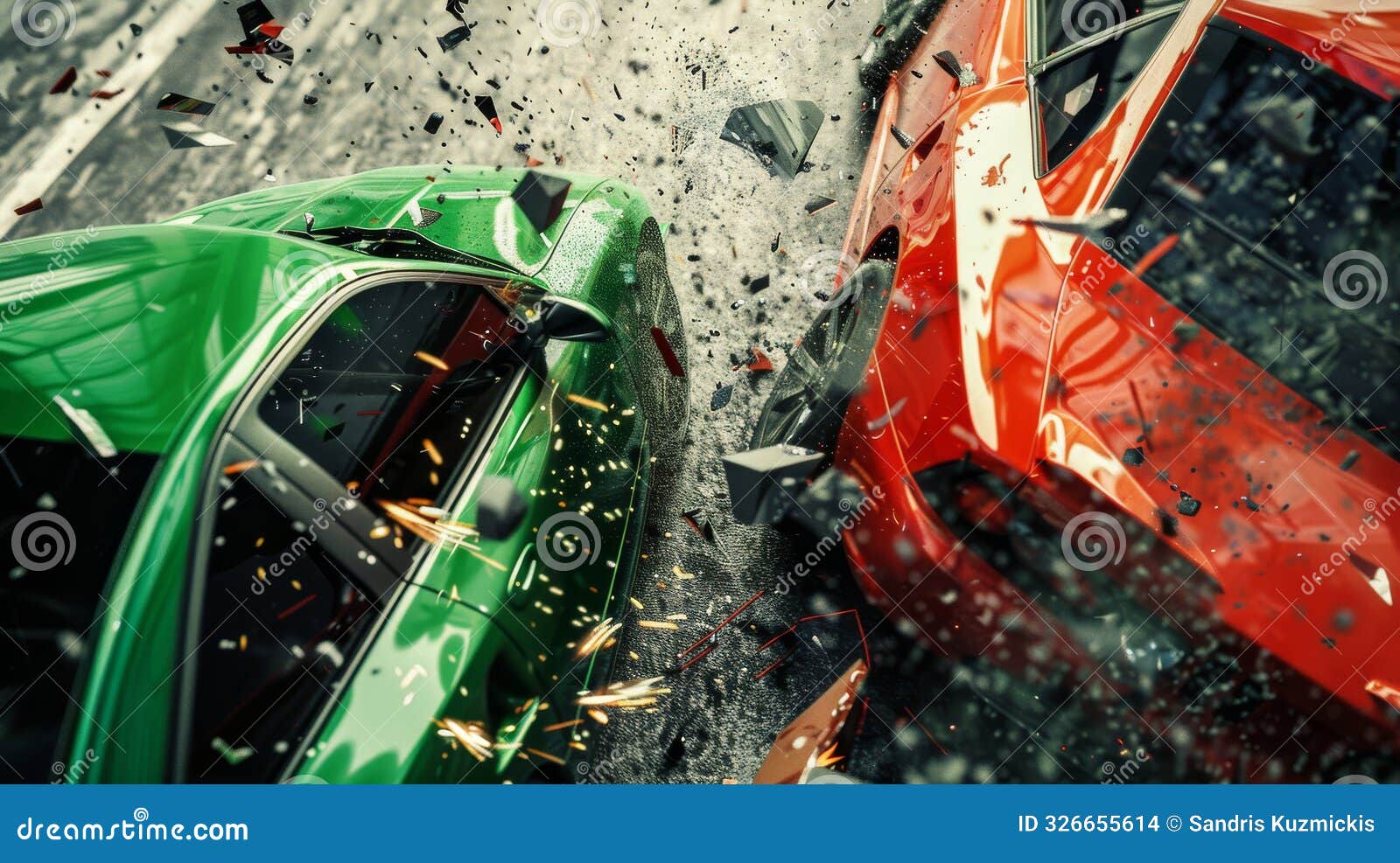 Car Accident with Two Cars Colliding. Generative AI. Stock Illustration ...