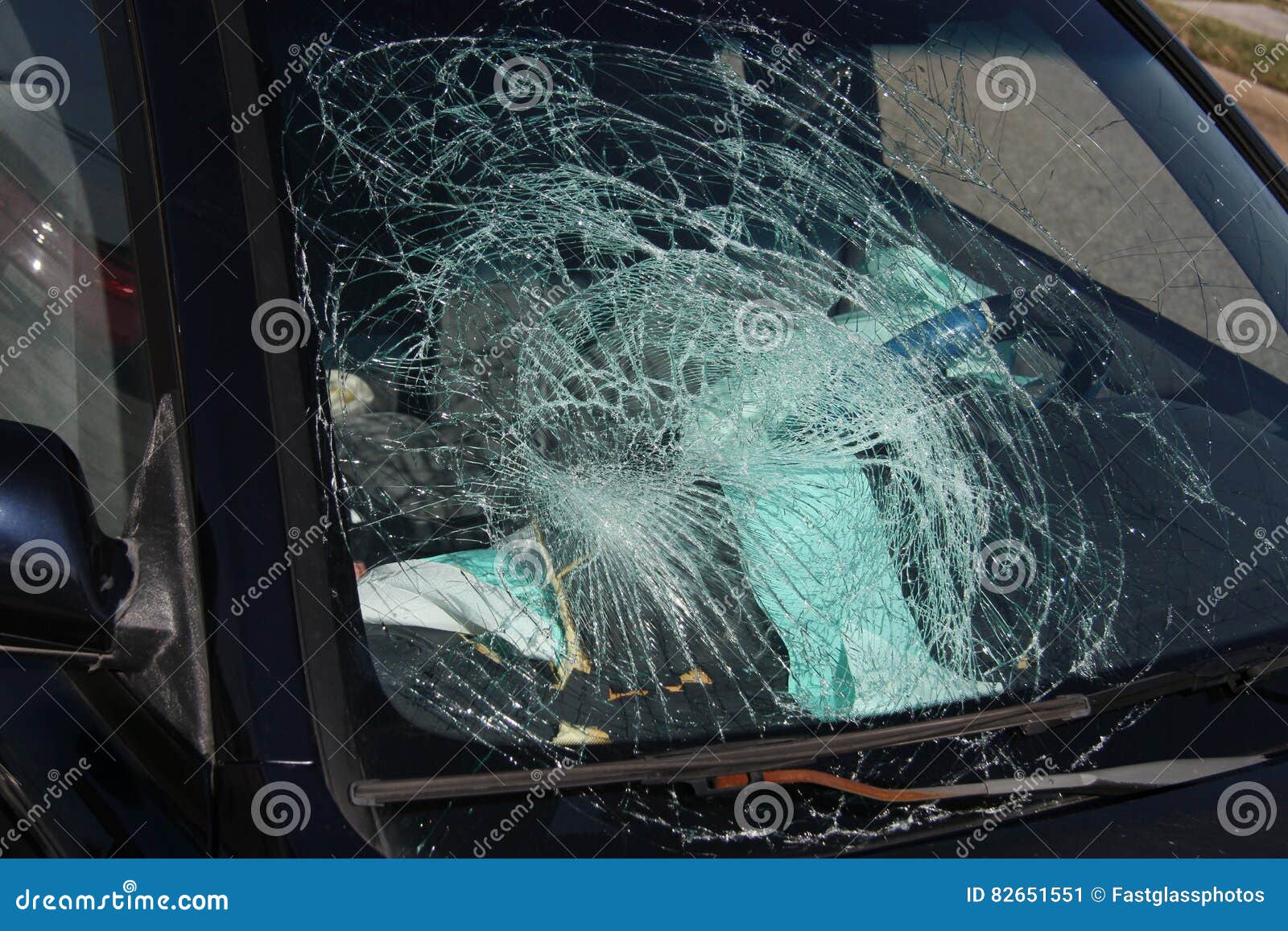 Car Accident Windshield Shatter Stock Image - Image of glass, accident ...