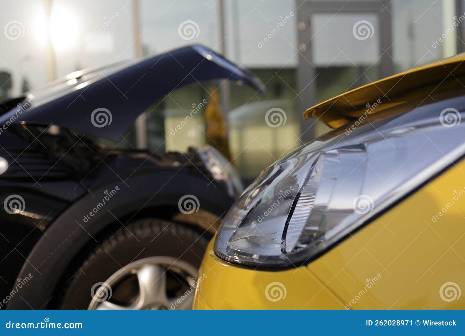 Car Accident between a Yellow and a Black Car Stock Image - Image of ...