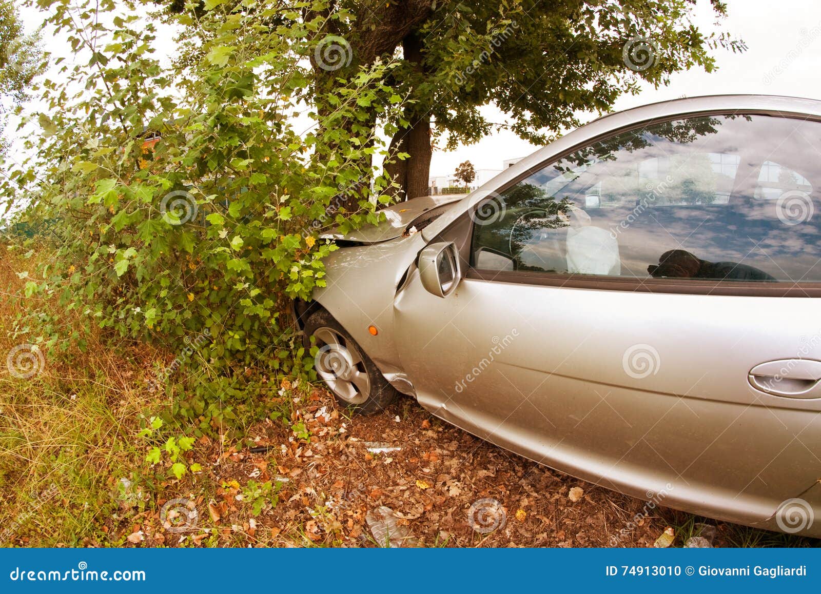Car against a Tree, Italy stock photo. Image of damage - 74913010