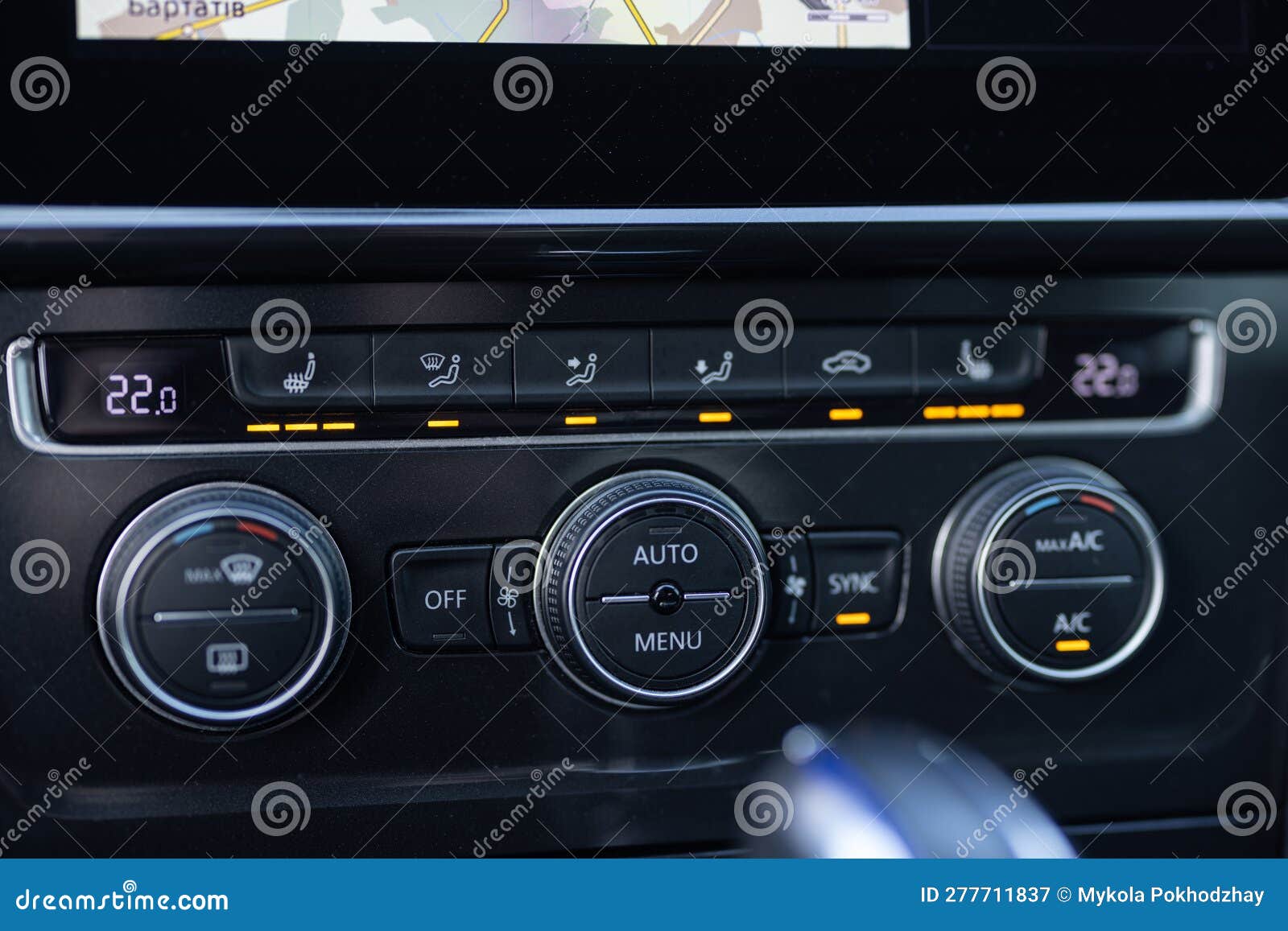 Car Air Conditioning Button Inside a Car. Modern Car Climate Control ...