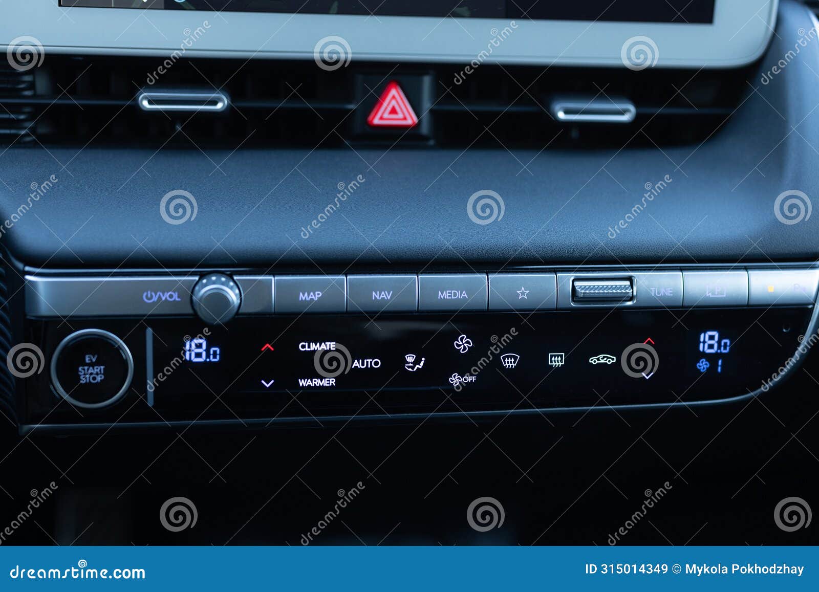 Car Air Conditioning Button Inside a Car. Modern Car Climate Control ...
