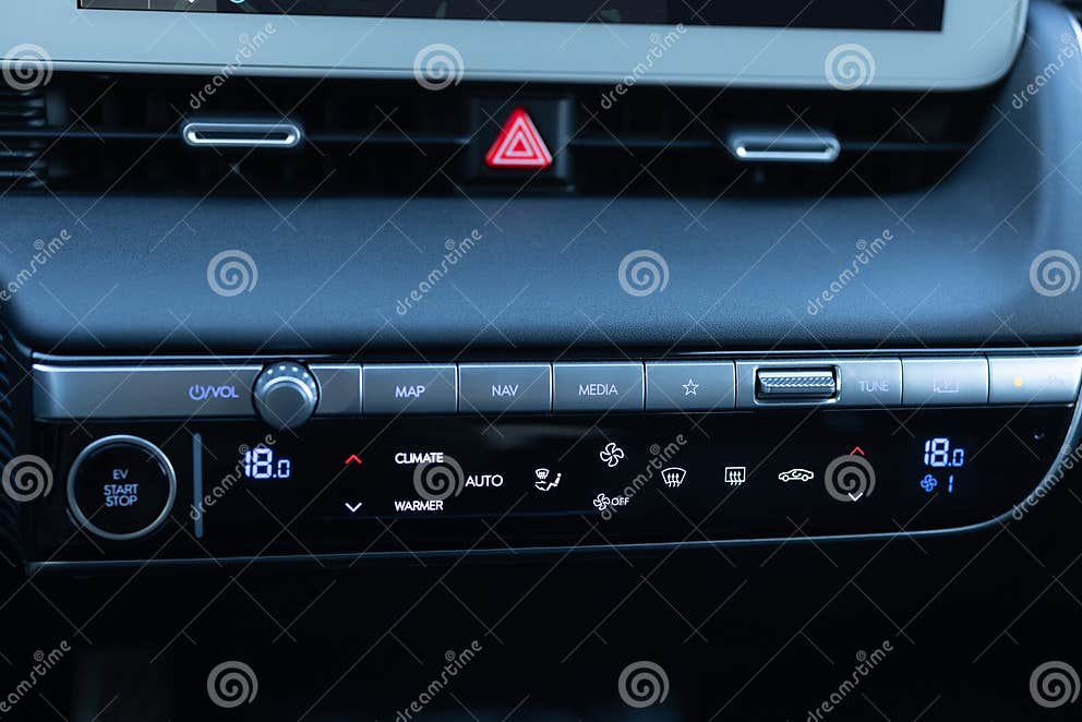 Car Air Conditioning Button Inside a Car. Modern Car Climate Control ...