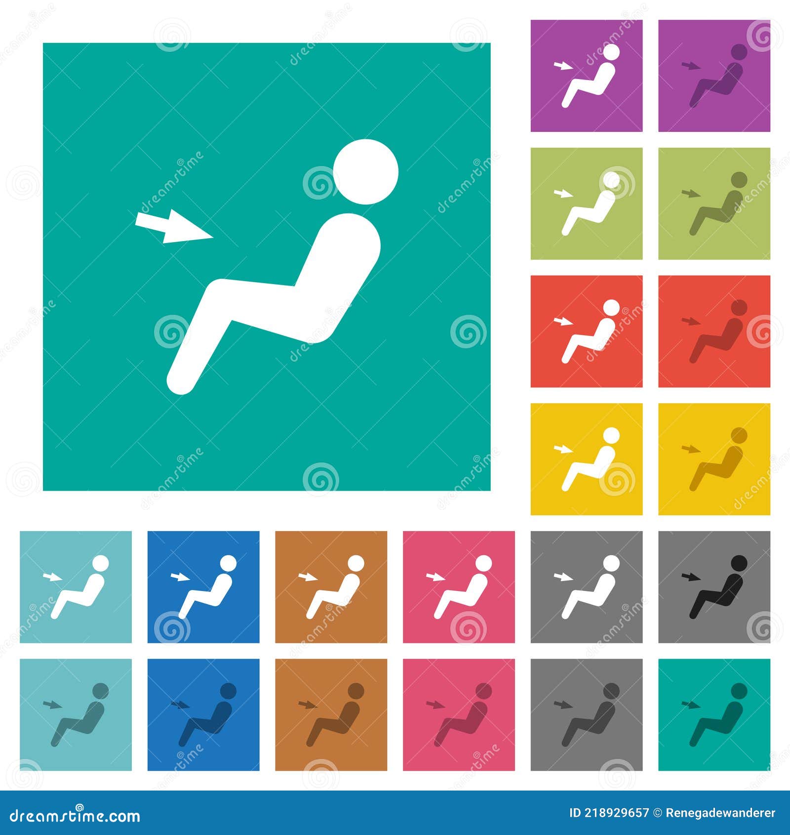 Car Air Flow Direction Chest Square Flat Multi Colored Icons Stock ...