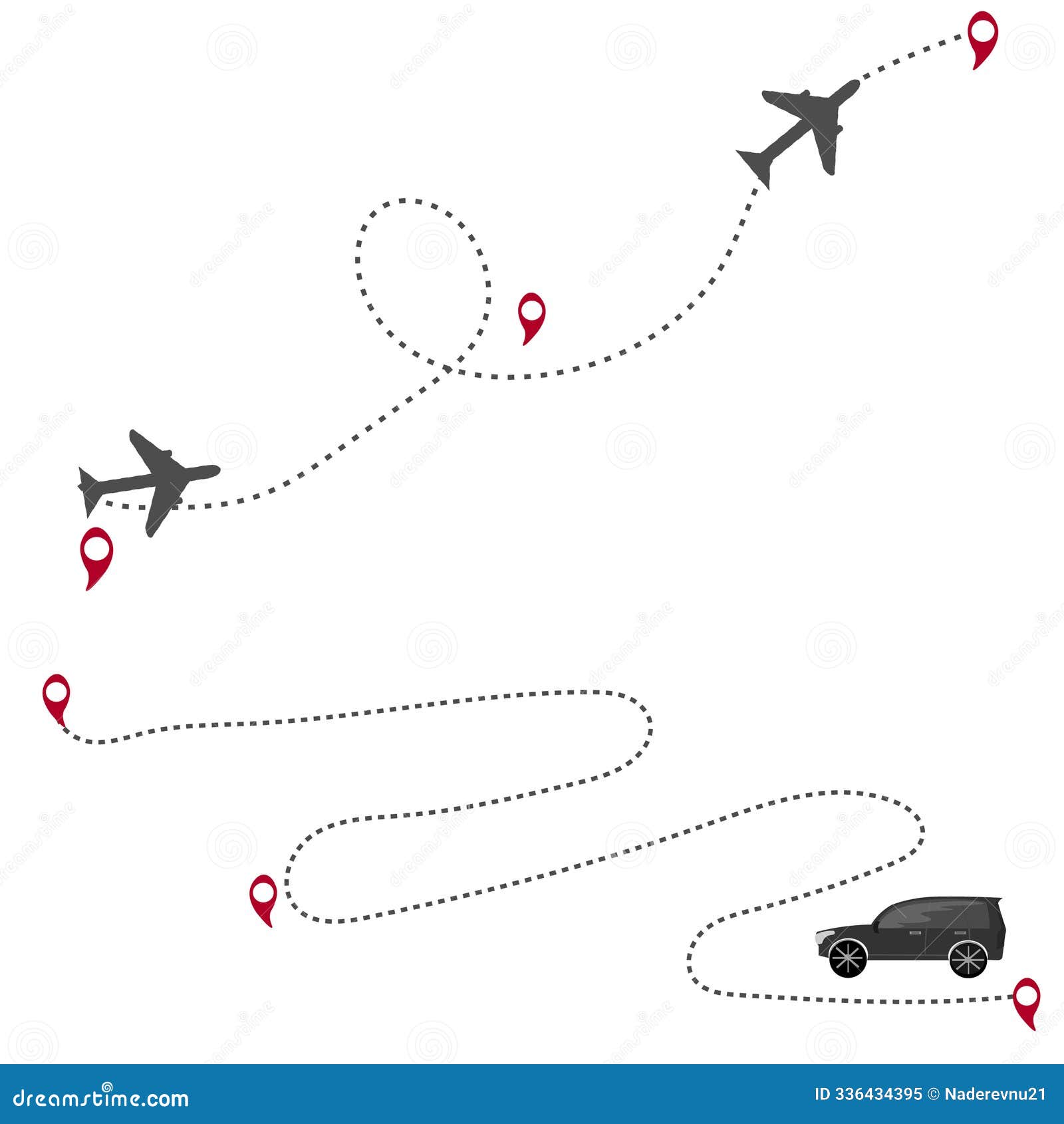 Airplane Routes. Travel Vector Icon. Travel From Start Point And Dotted ...