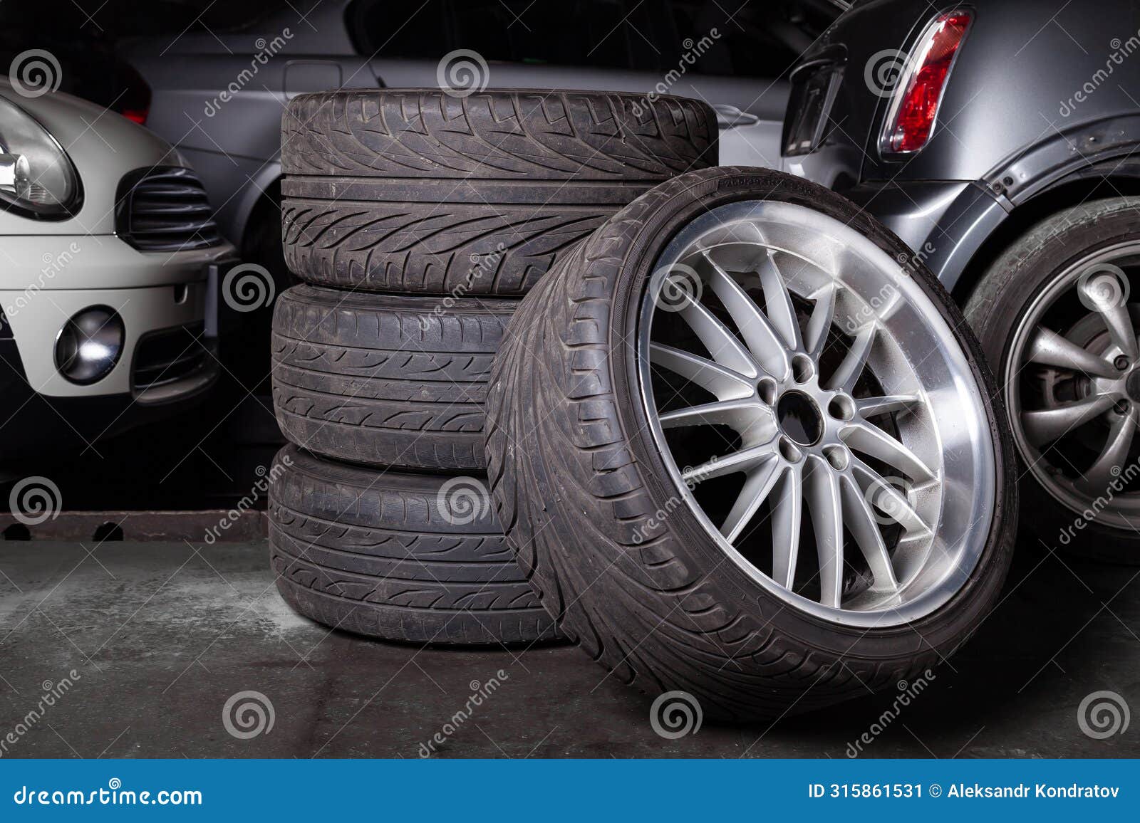 Car Alloy Wheels with Tires for a Luxury Car Stock Image - Image of ...