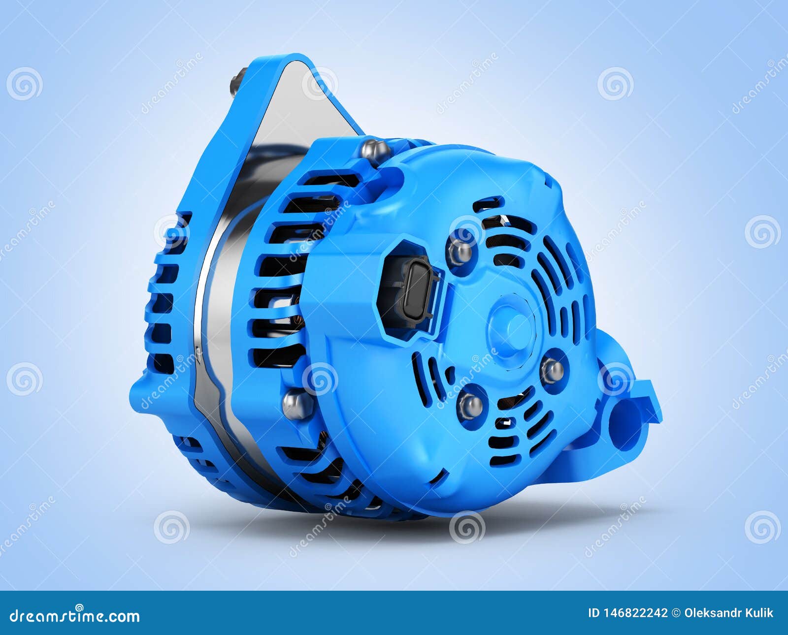 Car Alternator on Blue Gradient Background 3D Stock Illustration ...