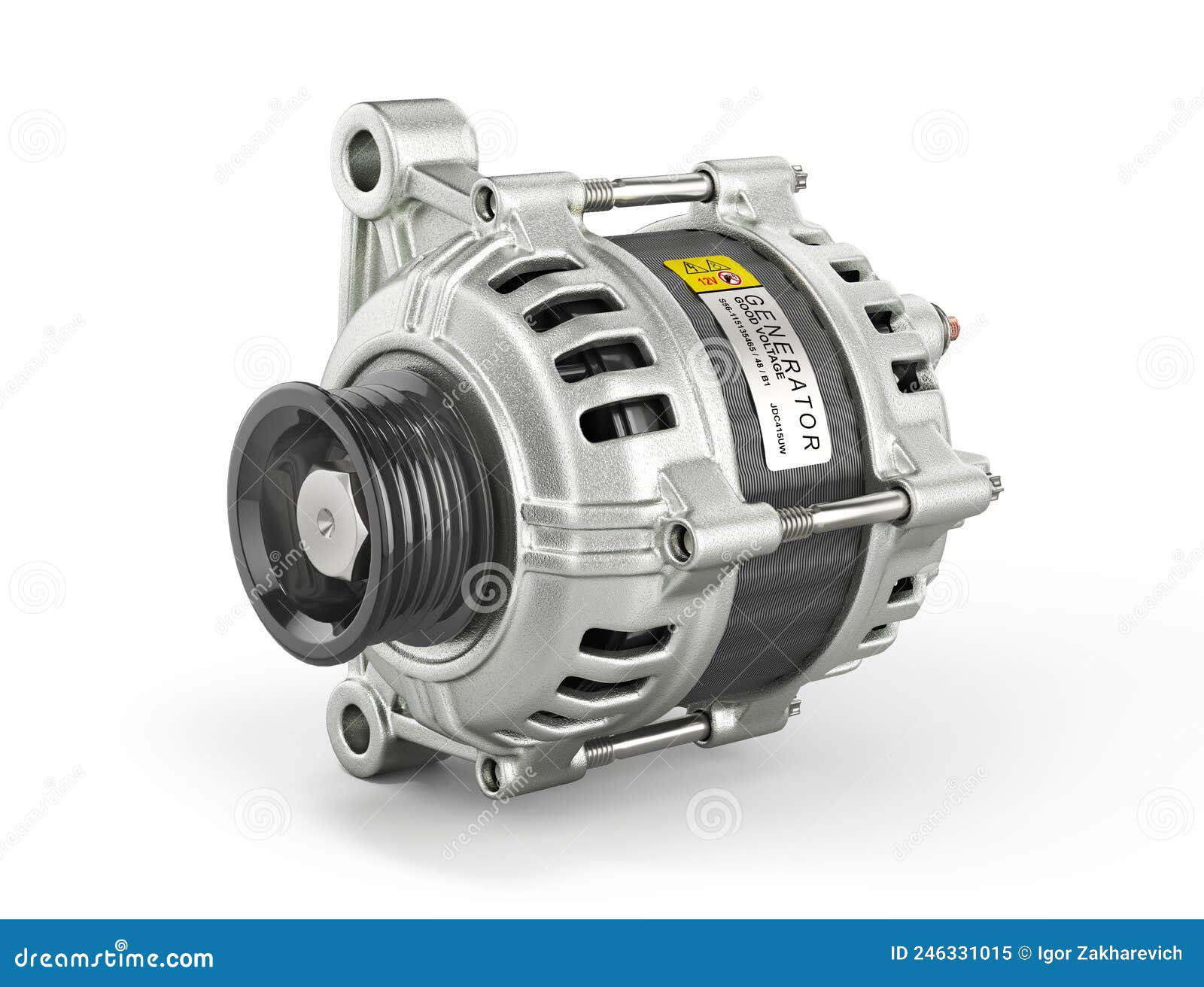 Car Alternator Isolated on White Background. Stock Illustration ...