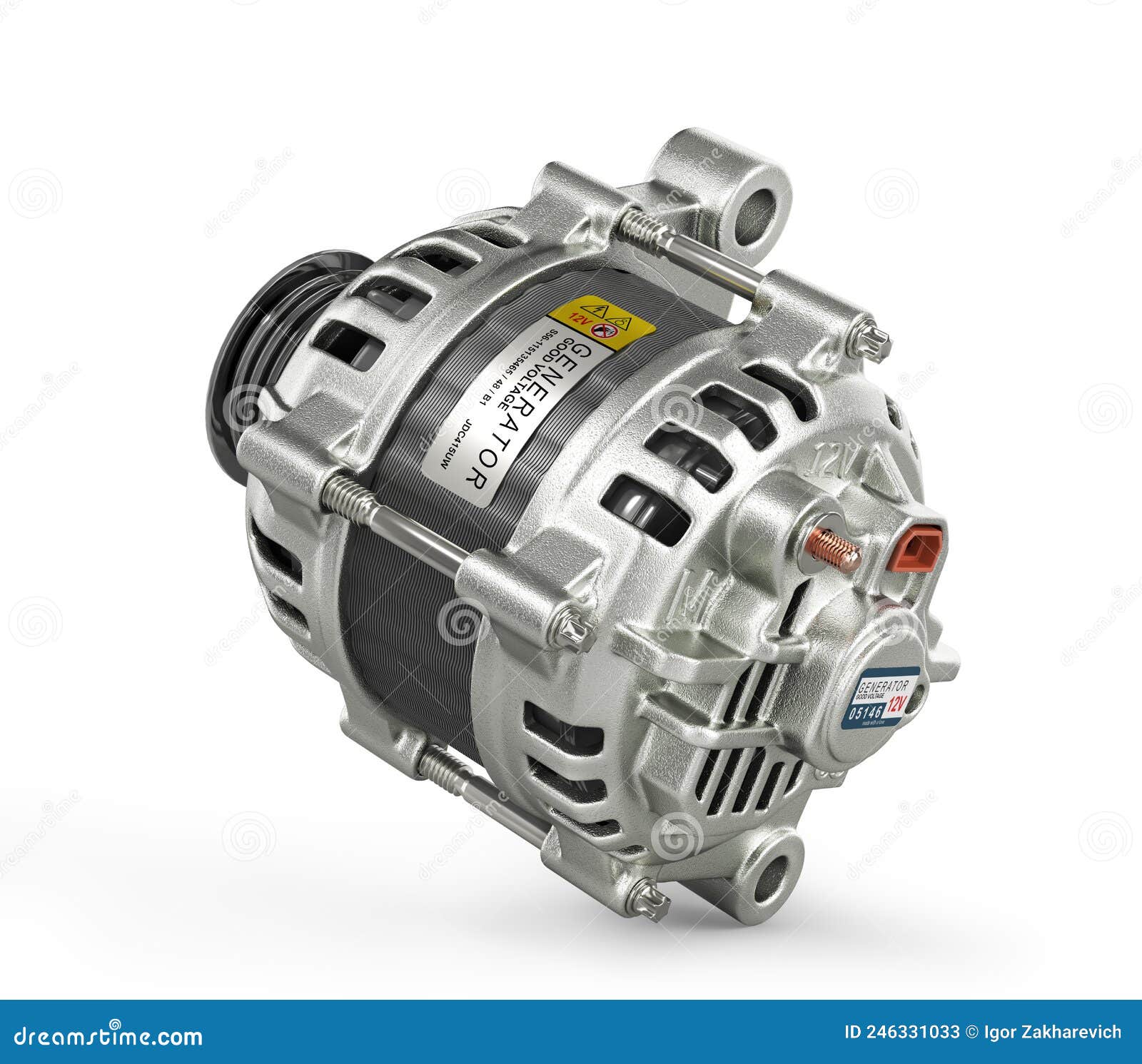 Car Alternator Isolated On White Background. Stock Illustration ...