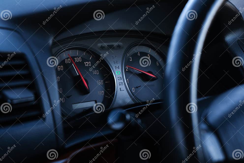Car Analog Dashboard in a Right-hand Drive Car Stock Photo - Image of ...