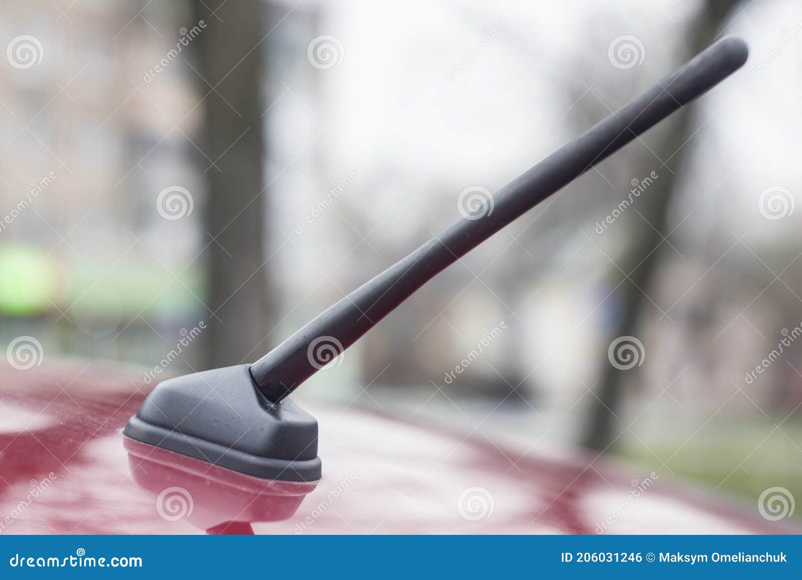 Car Antenna Located on the Roof of a Red Car Stock Photo - Image of ...