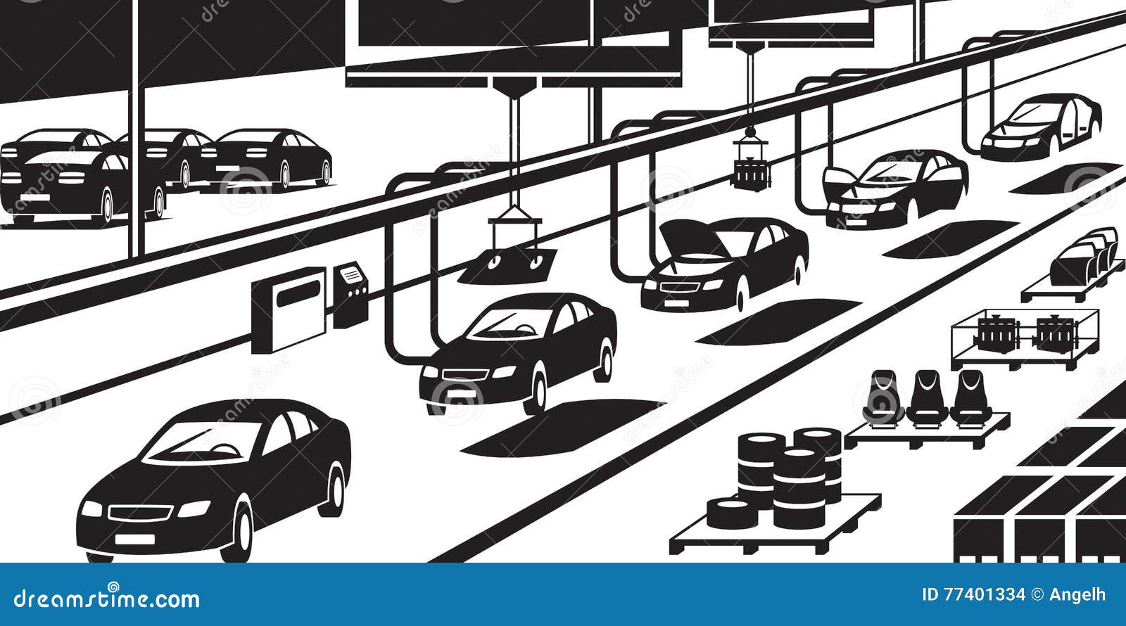Car assembly line stock vector. Illustration of measuring - 77401334