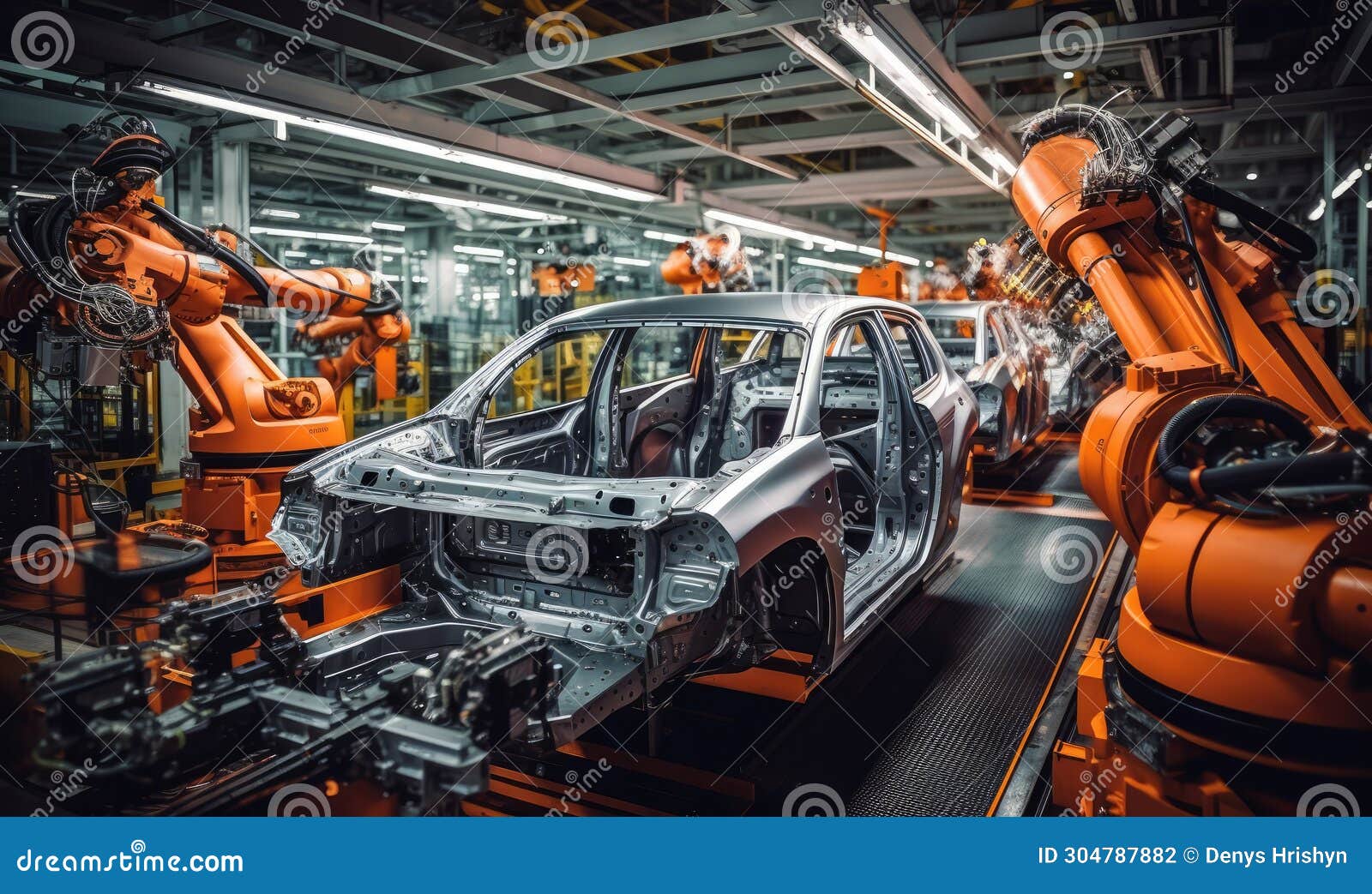Car Assembly in Progress stock illustration. Illustration of belt ...