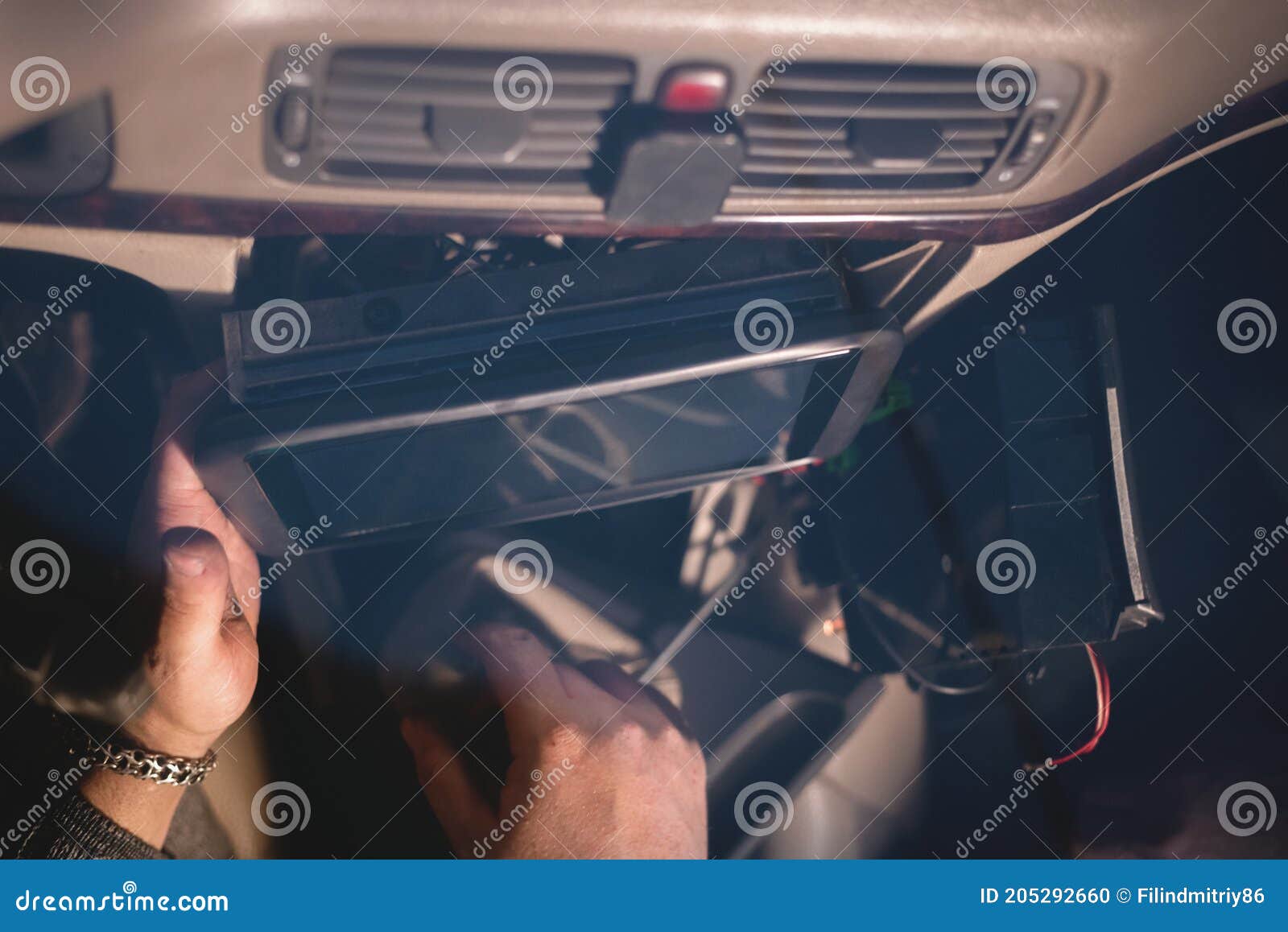 Car audio installation stock photo. Image of fixing - 205292660