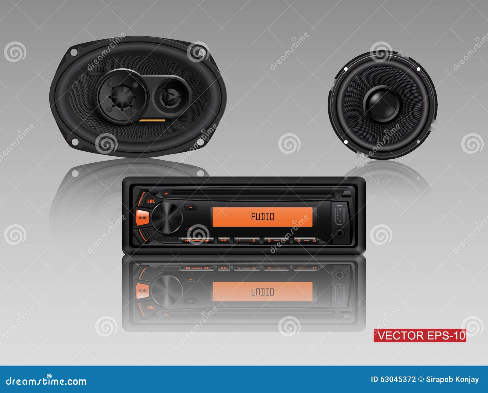 Car audio with speakers. stock vector. Illustration of entertainment ...