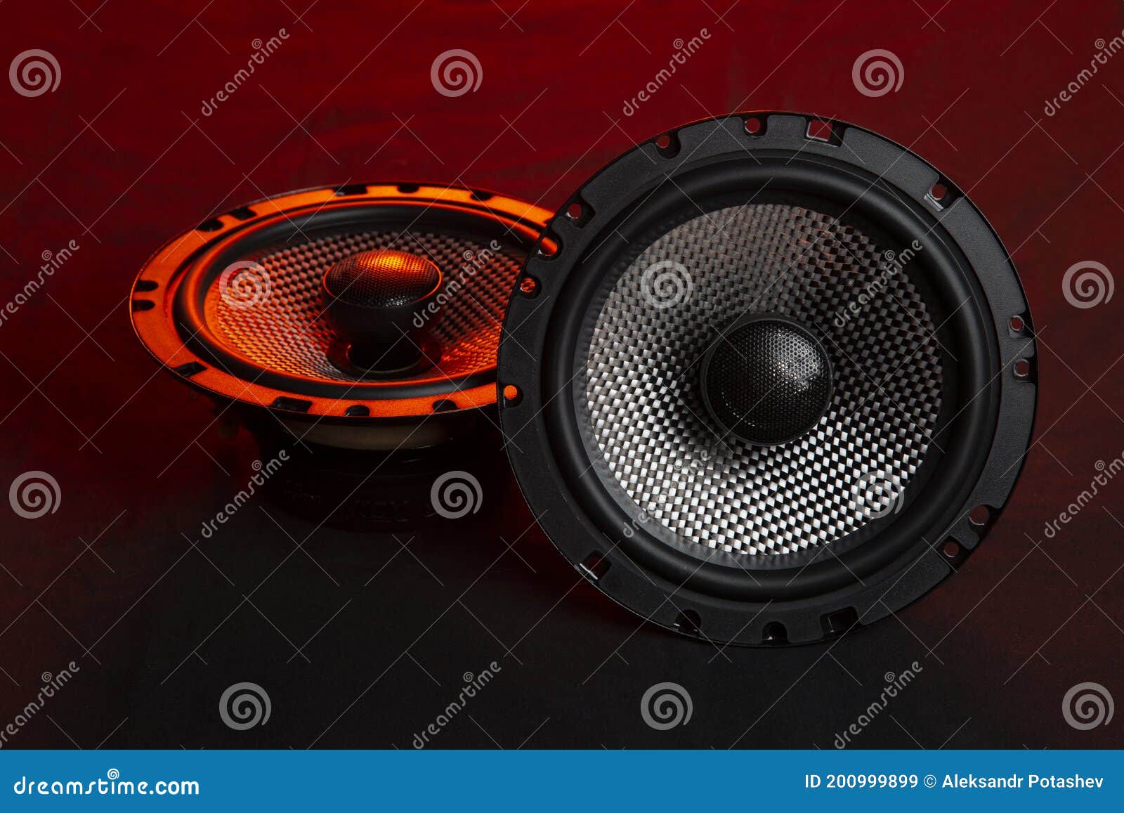 Car Audio System on a Black Background.Subwoofer Stock Image - Image of ...
