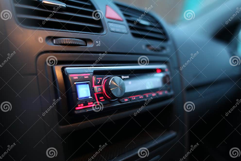 Car audio stock photo. Image of dashboard, blue, contemporary - 35443064
