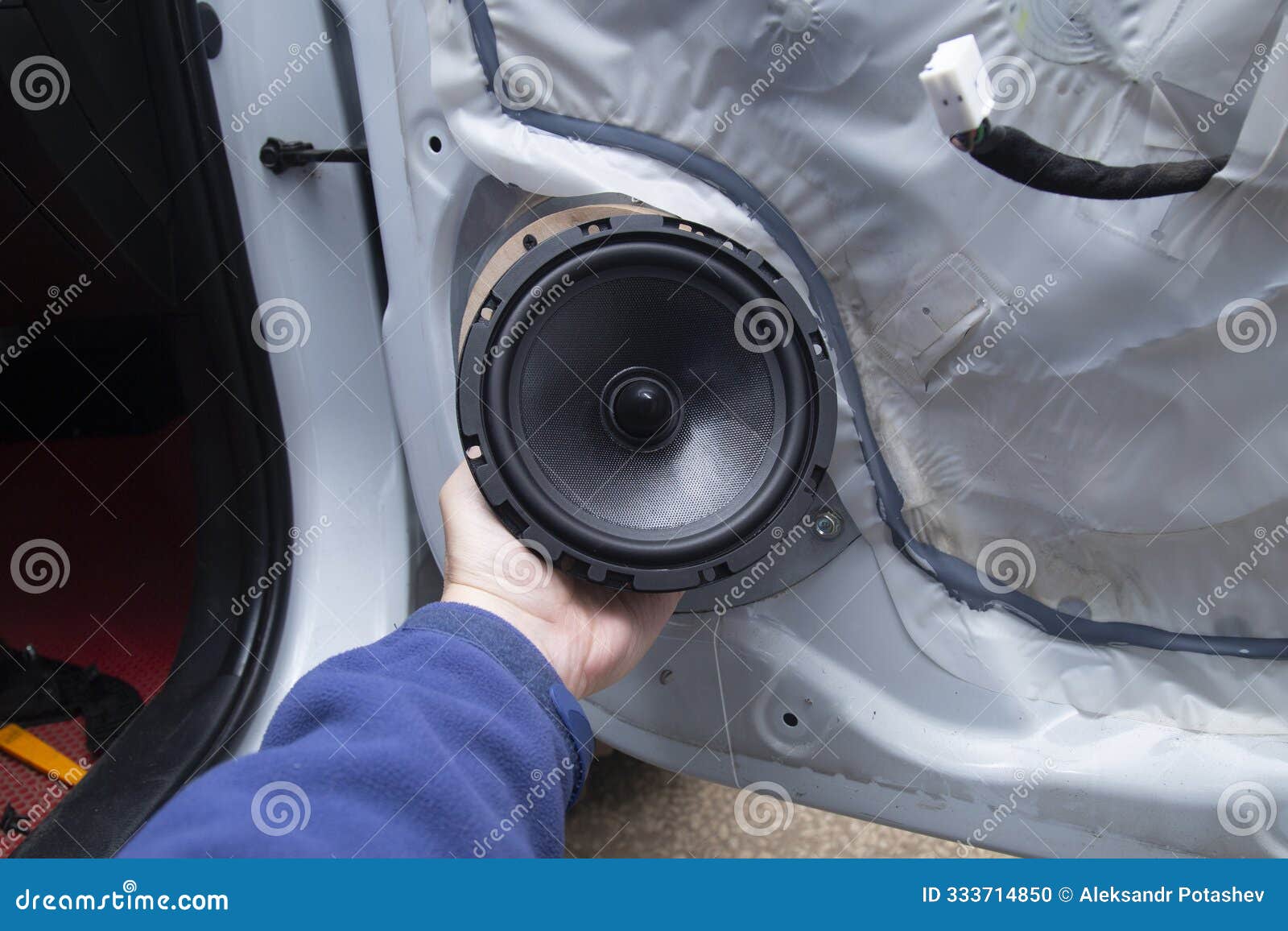 Car Audio System.Installation of Acoustics in the Front Doors of the ...