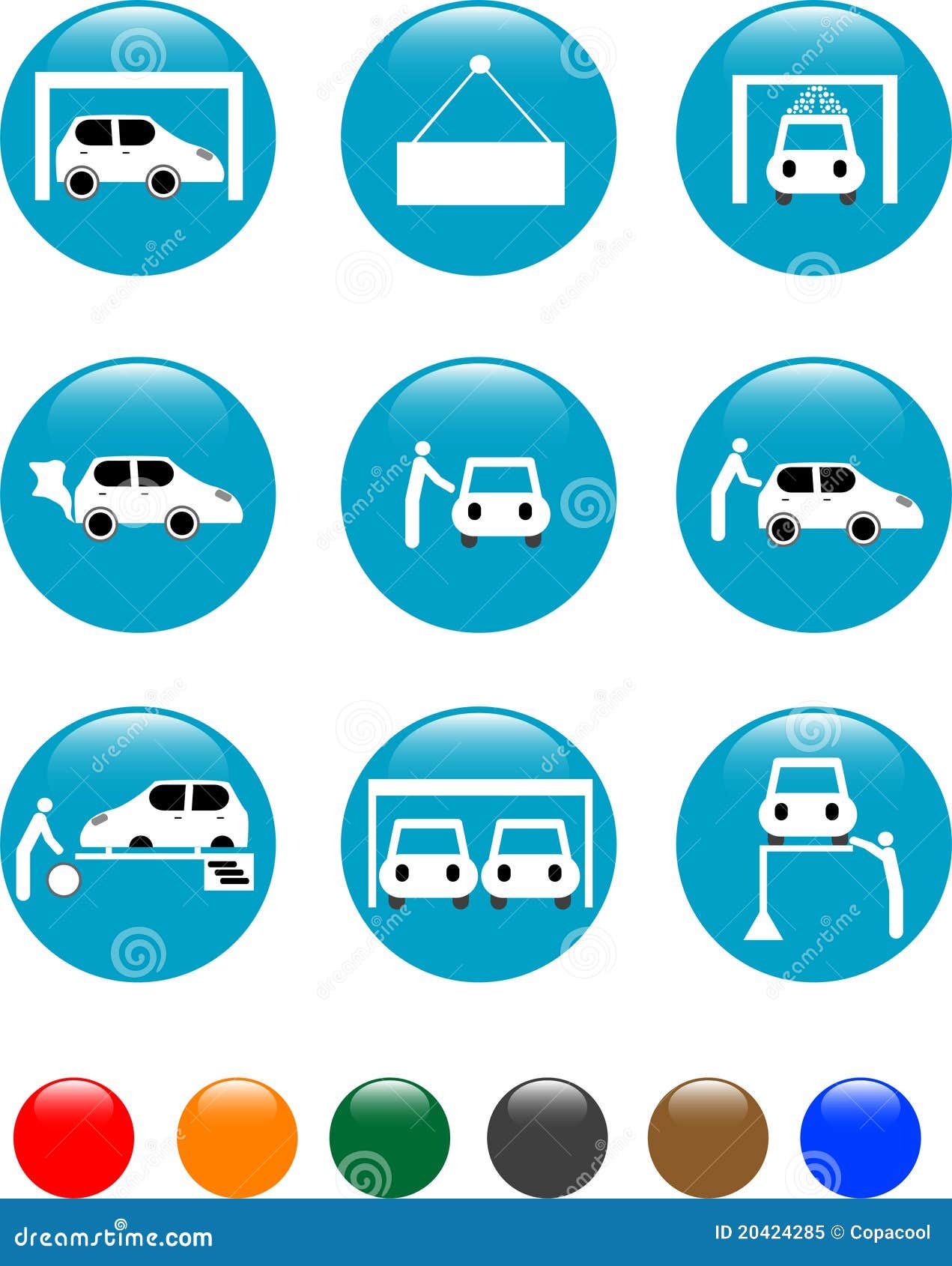 Car Auto Service Blue Button Set Icon Stock Vector - Image: 20424285