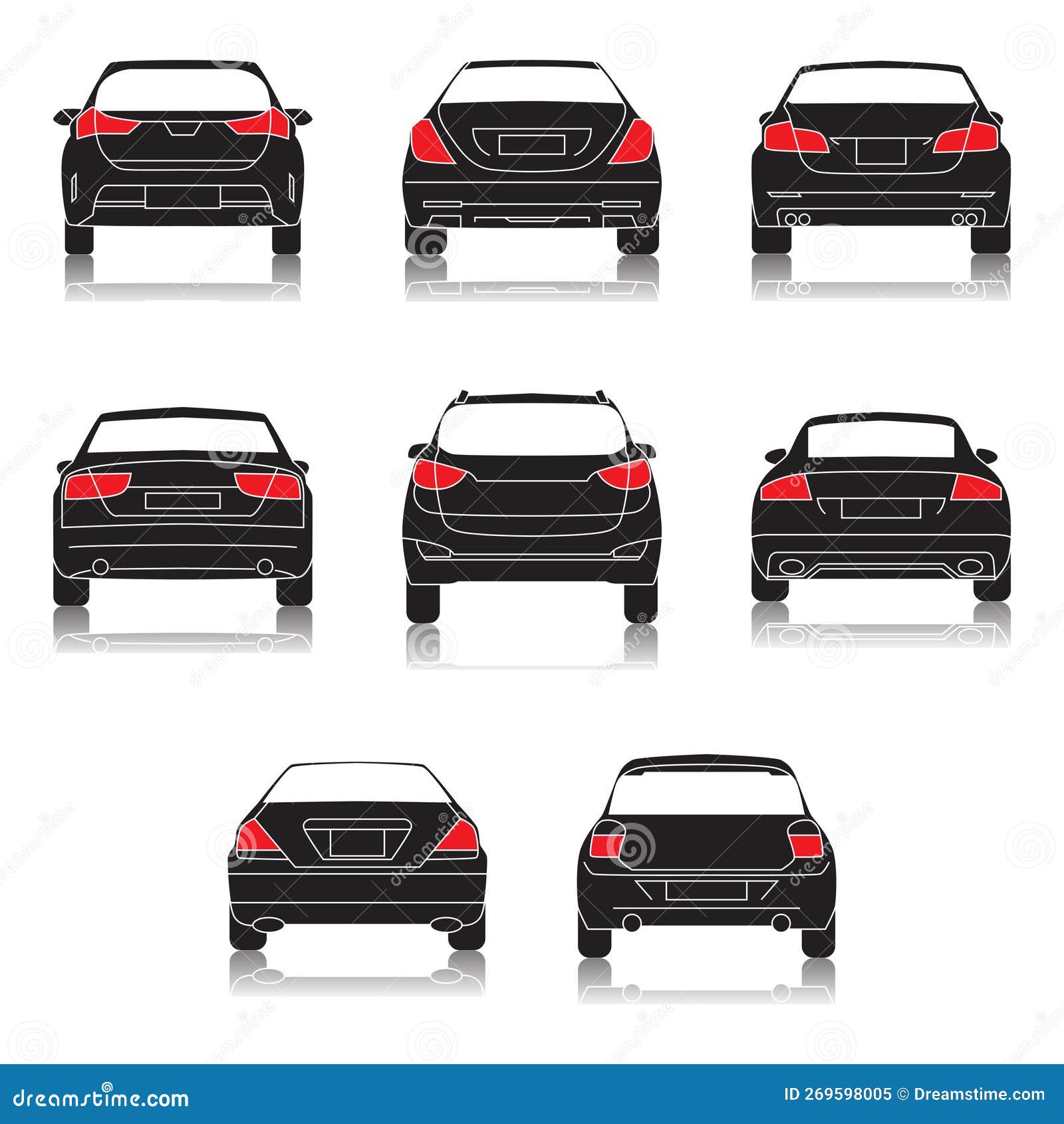 Car back icon set stock vector. Illustration of clip - 269598005