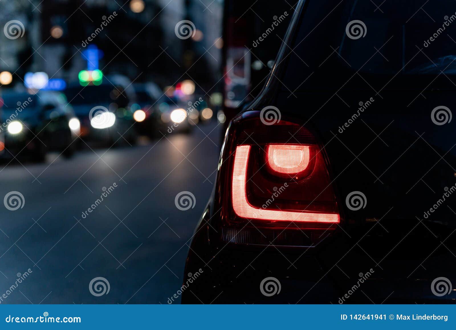 Car Back Light on. Left Side Traffic Stock Image - Image of outside ...