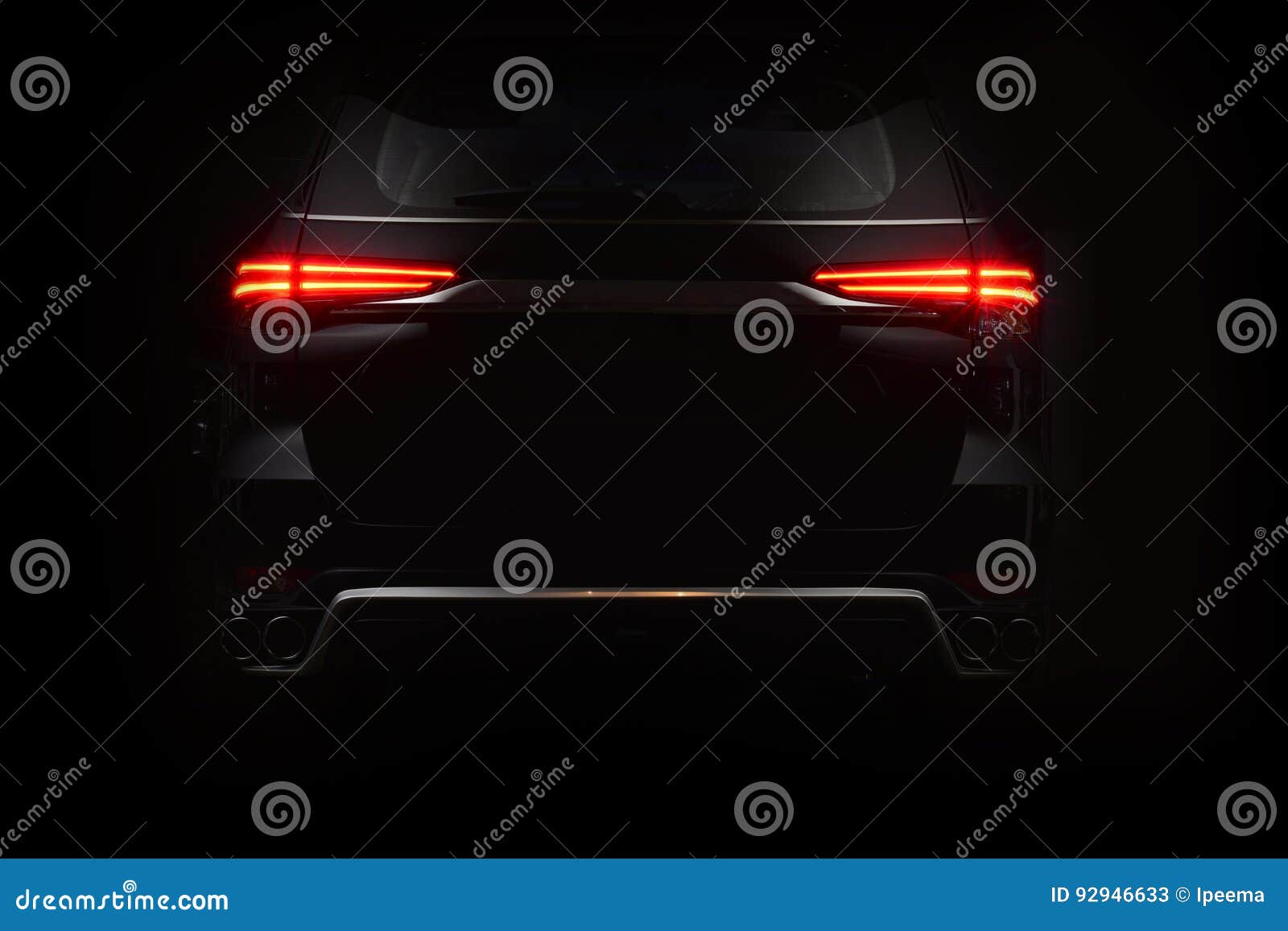 Car Back Lights Shining in the Dark Stock Image - Image of automotive ...