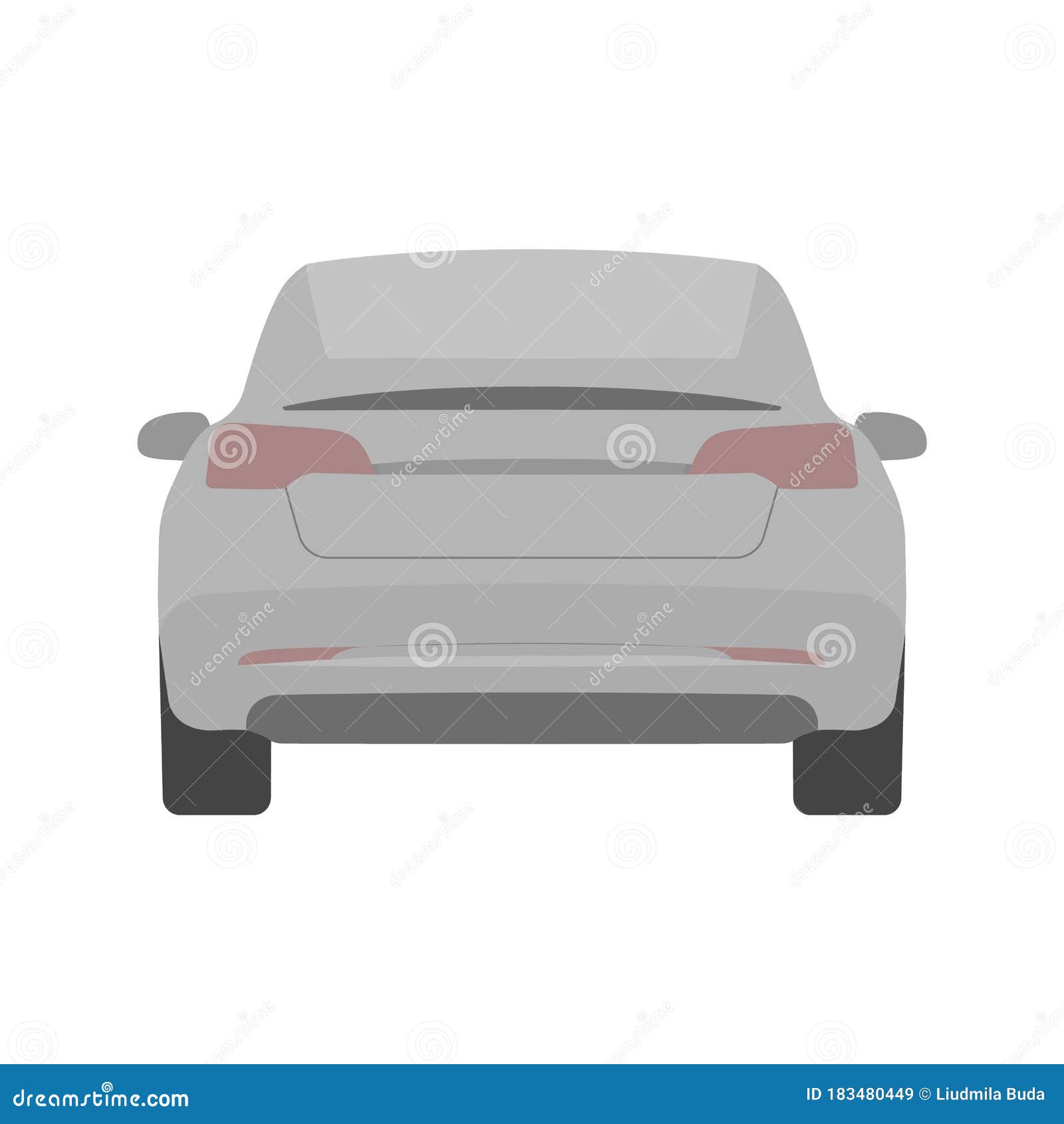 Car Back View. Urban Car. Vector Line Illustration Isolated on White ...