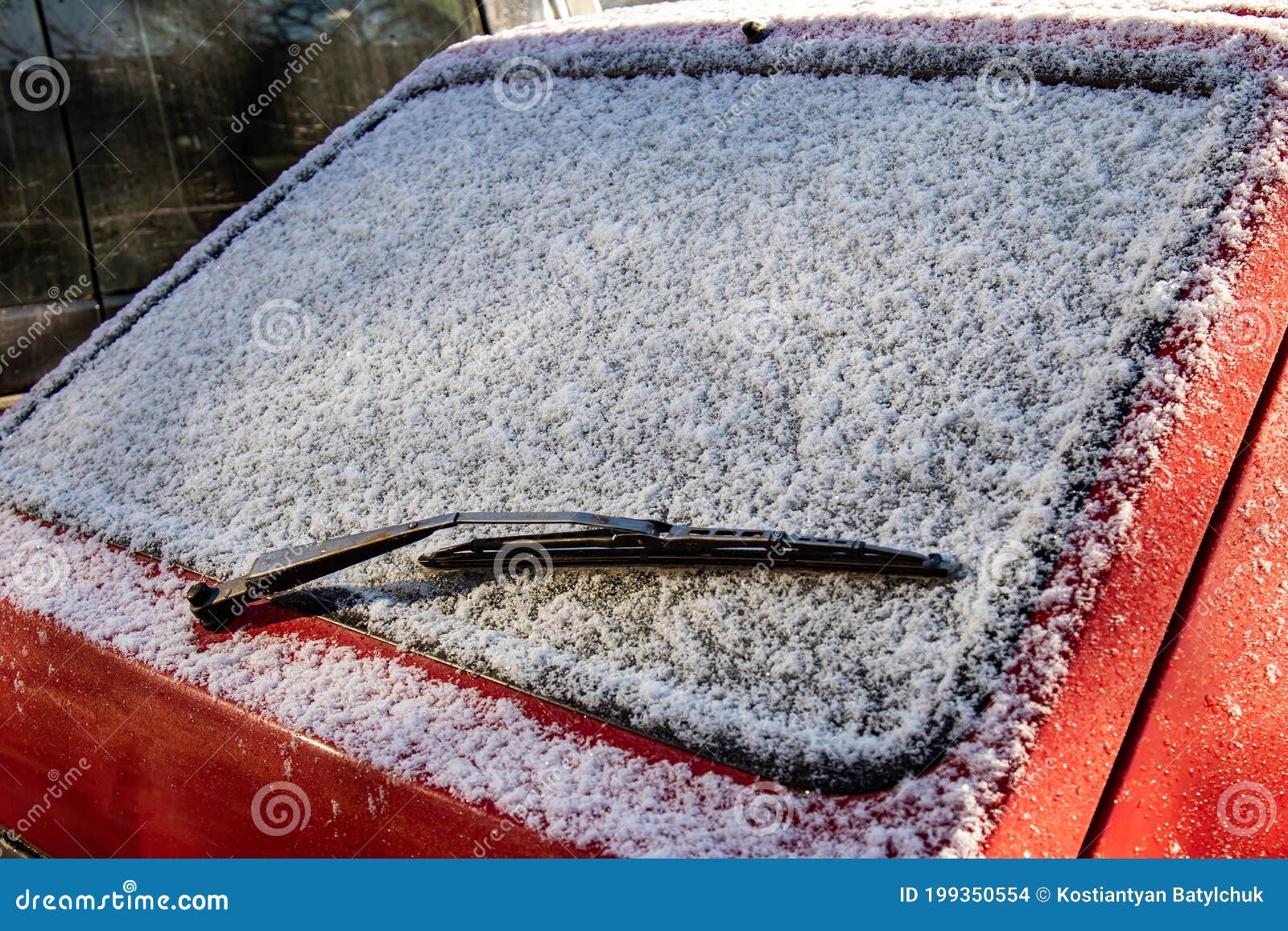Car Back Window Covered with Snow. after Snowfall Stock Photo - Image ...