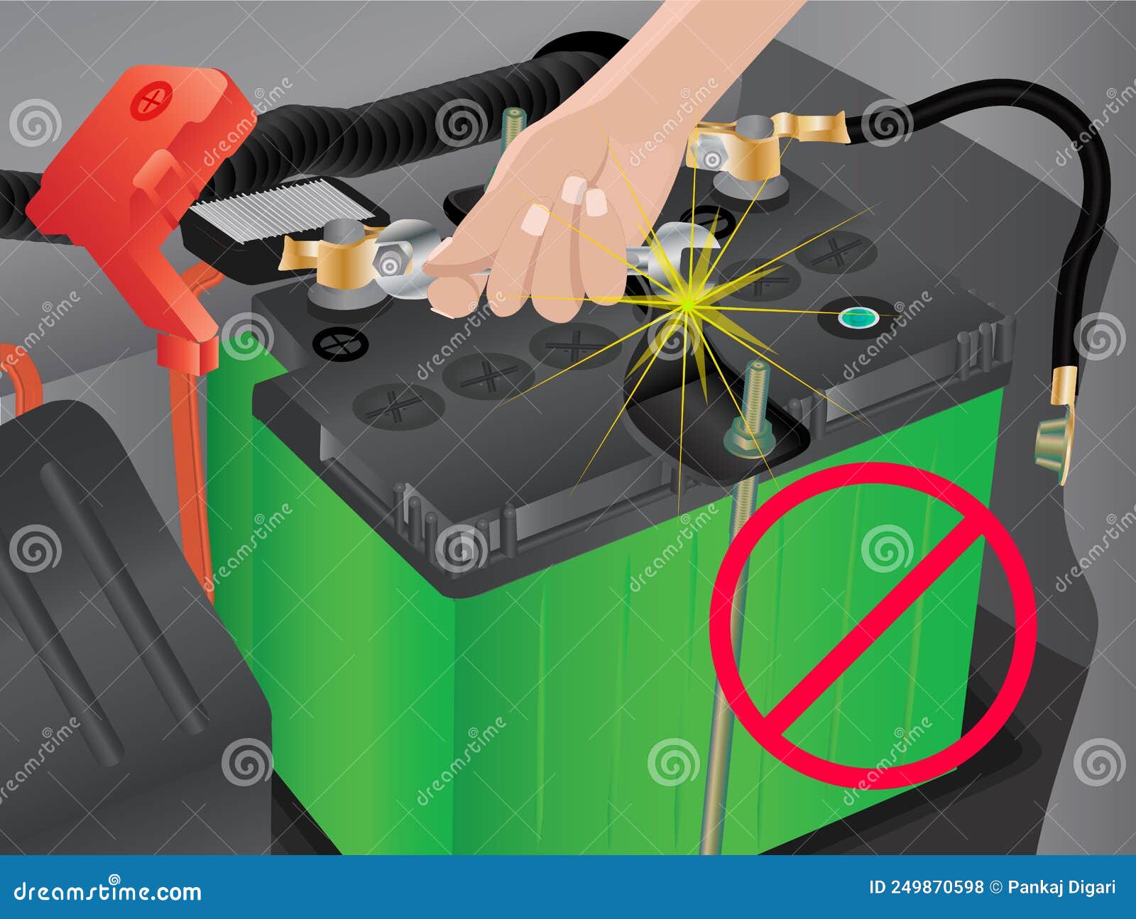Battery Shorting by Spanner Stock Vector - Illustration of danger ...