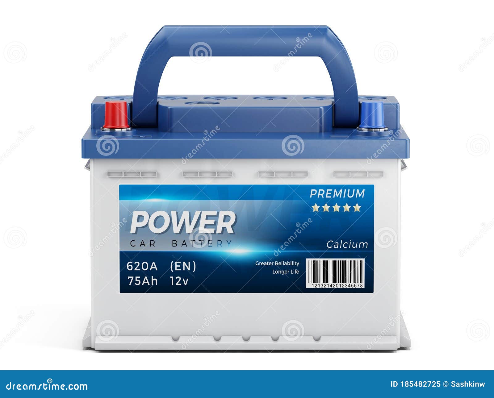 Car Battery with Abstract Label Isolated on White Background Stock ...