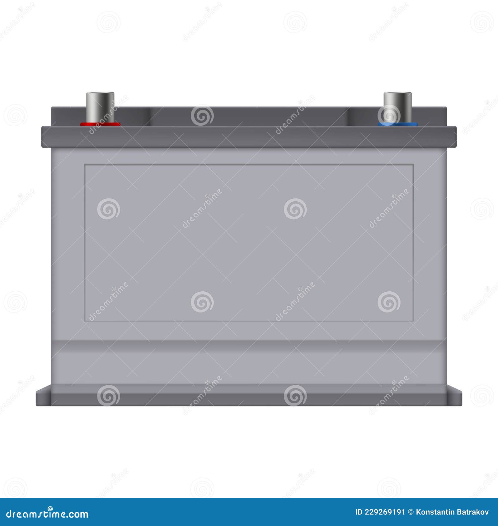Car Battery Front View Isolated on White Background. Stock Vector ...