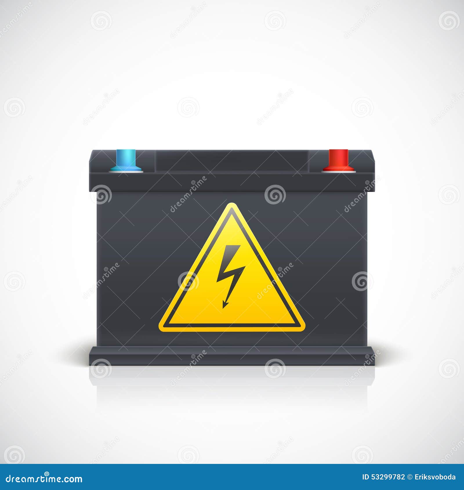 Car battery, front view. stock vector. Illustration of battery - 53299782