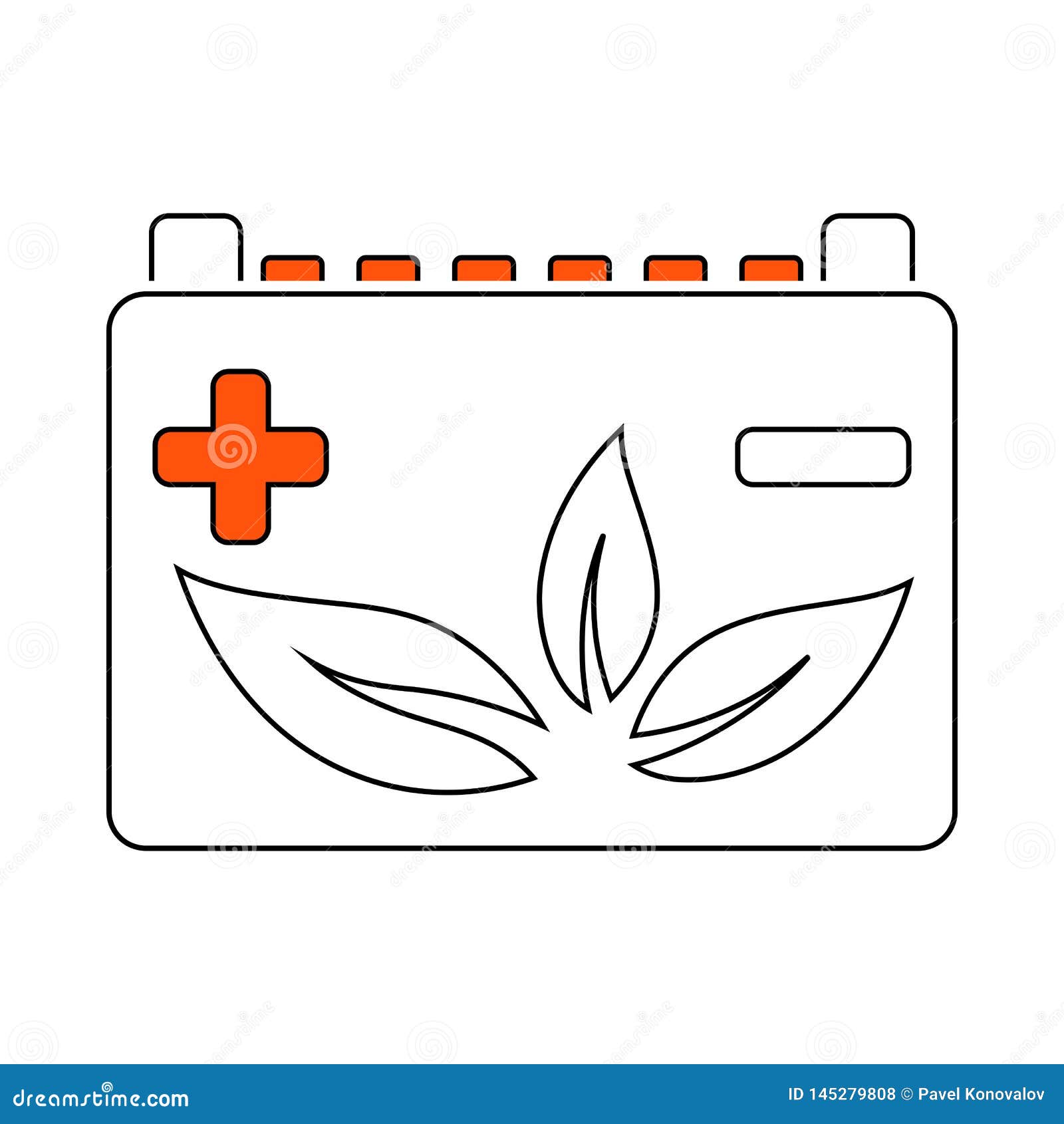 Car Battery with Leaf Icon stock vector. Illustration of leaf - 145279808