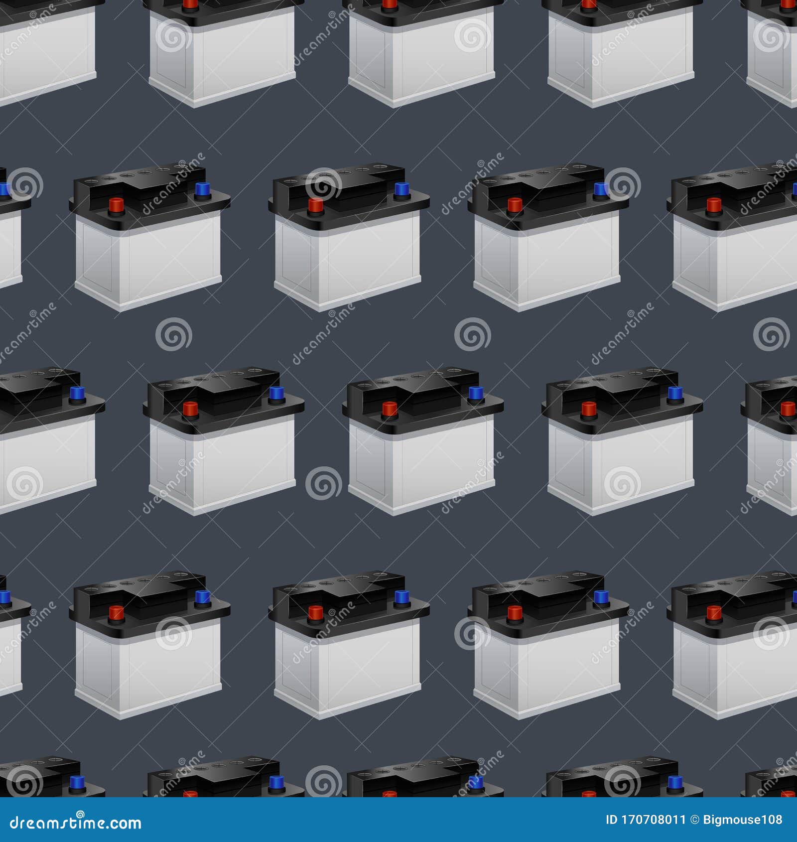 Car Battery Seamless Pattern Background 3d Isometric View. Vector Stock ...