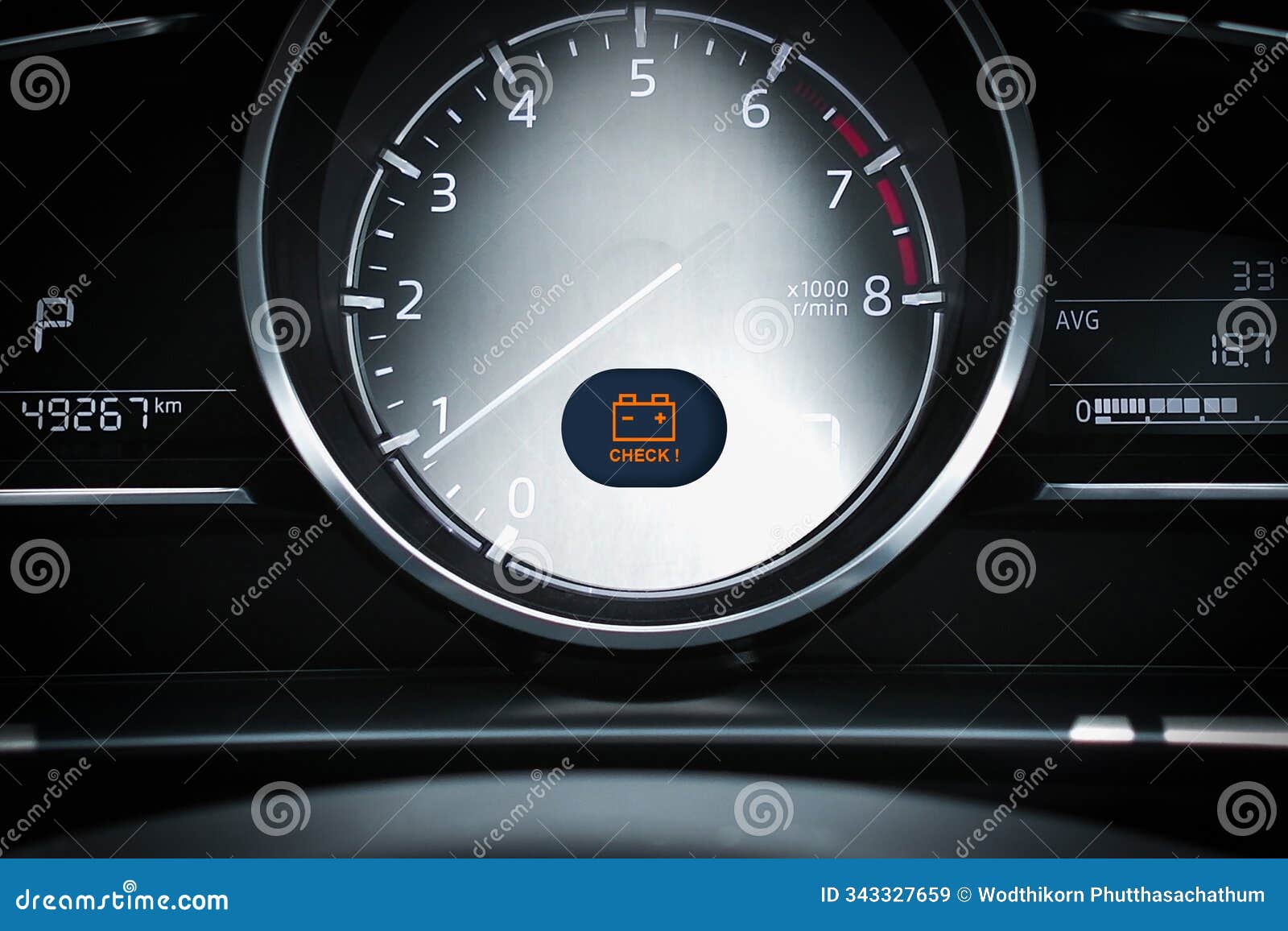 Car Battery Warning Light Blinking on Car Dashboard Stock Image - Image ...