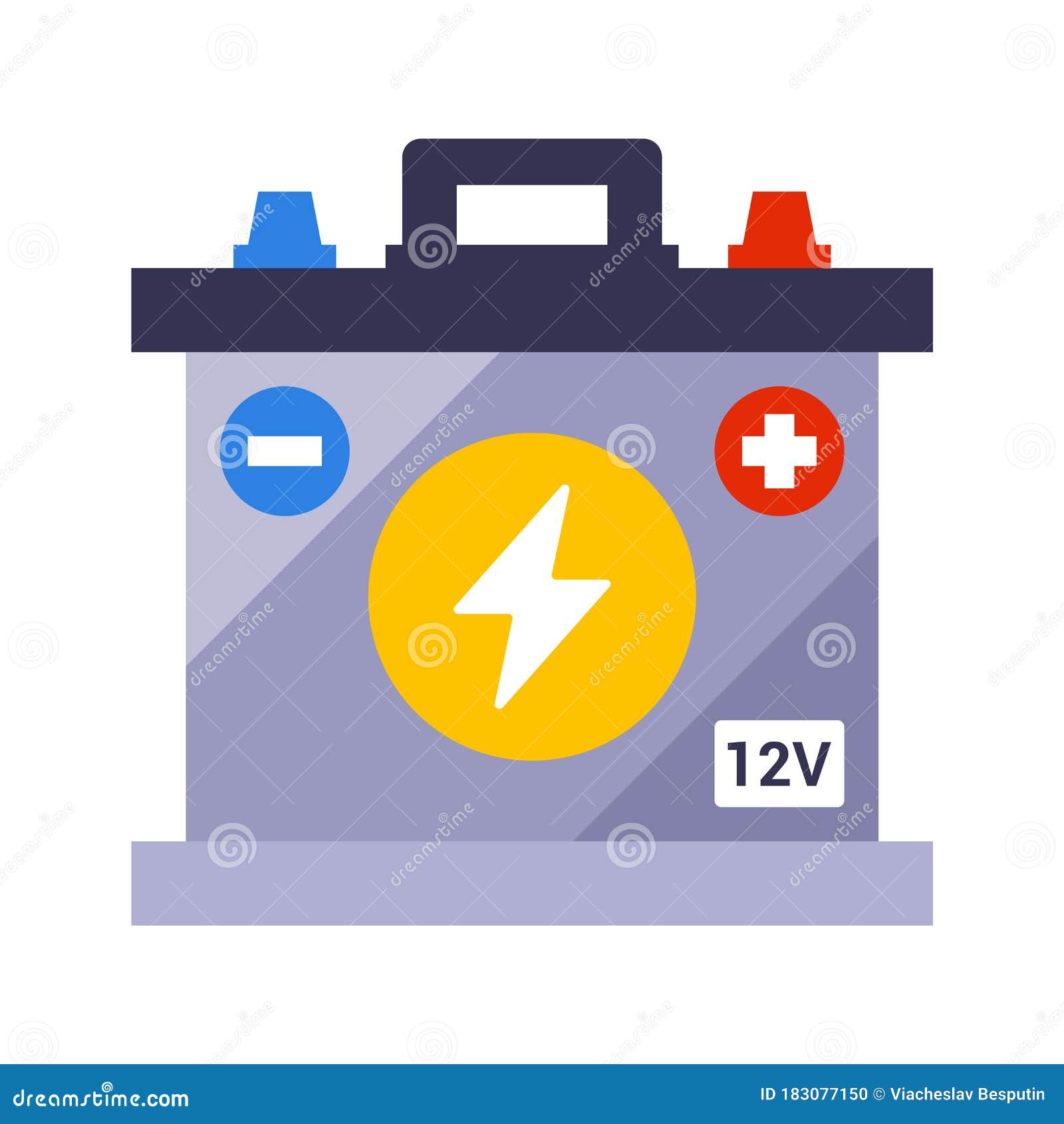 Car Battery on a White Background. Stock Vector - Illustration of ...